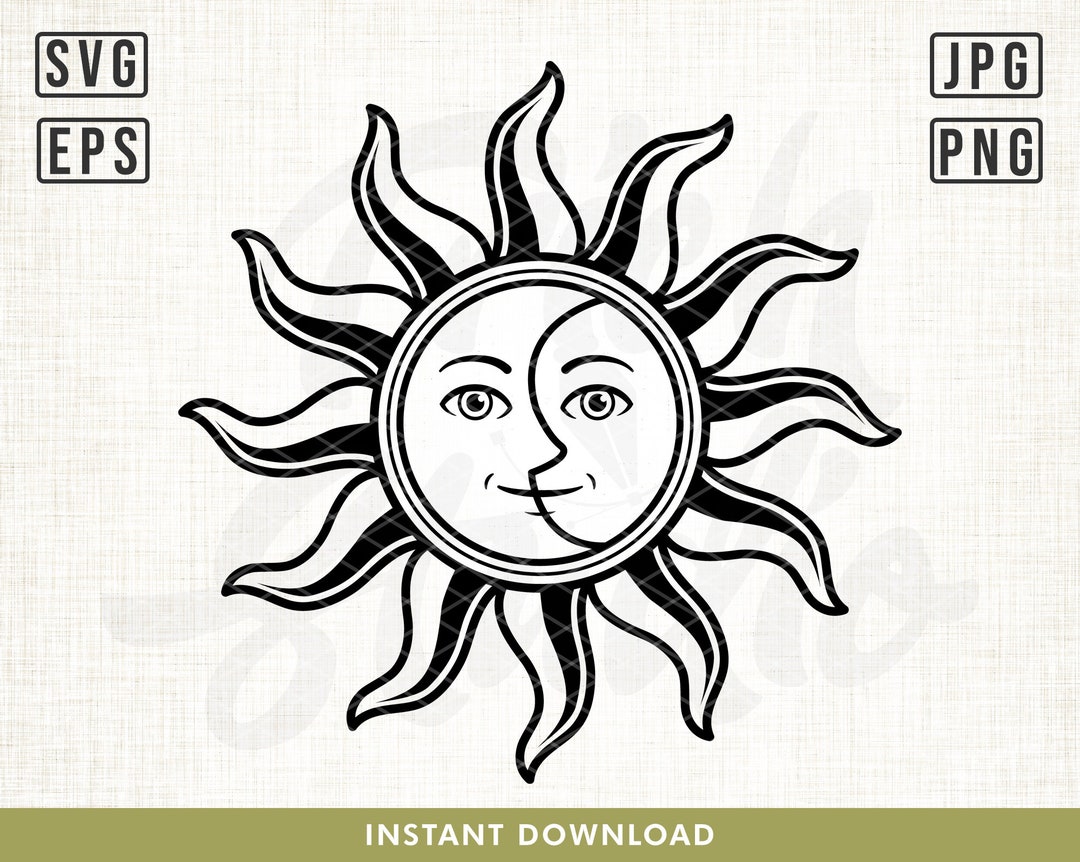 Sun and Moon SVG, Sun Svg, Celestial Svg, Moon Phases, Mystical Svg ...