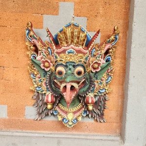 34 Cm Wooden Garuda Mask Art, Wooden Balinese Mask , Wall Decor ...