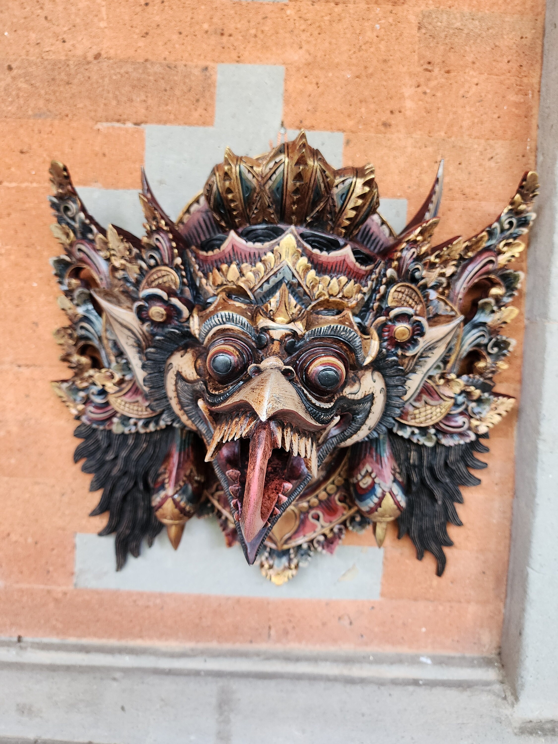 35cm Wooden Garuda Mask Art, Wooden Balinese Mask , Wall Decor ...