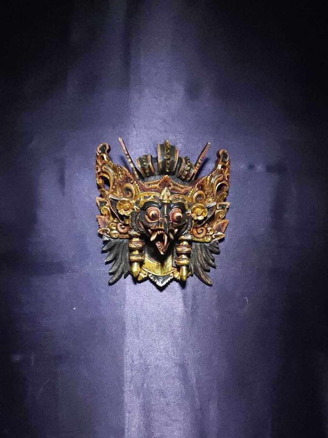 22cm Wooden Garuda Mask Art, Wooden Balinese Mask , Wall Decor ...