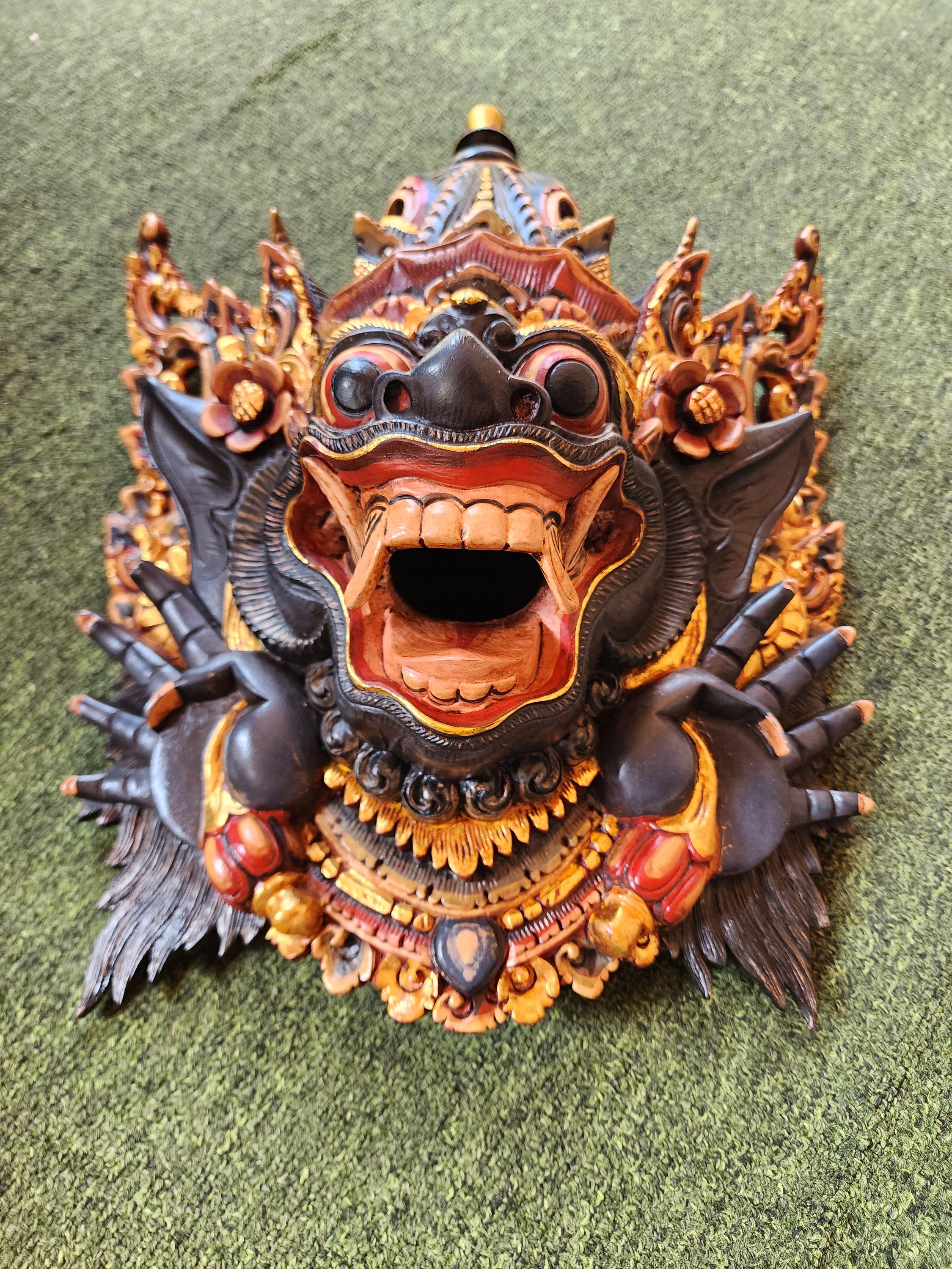 40cm Wooden Boma Mask Art, Wooden Mask, Balinese Mythology, Wooden ...