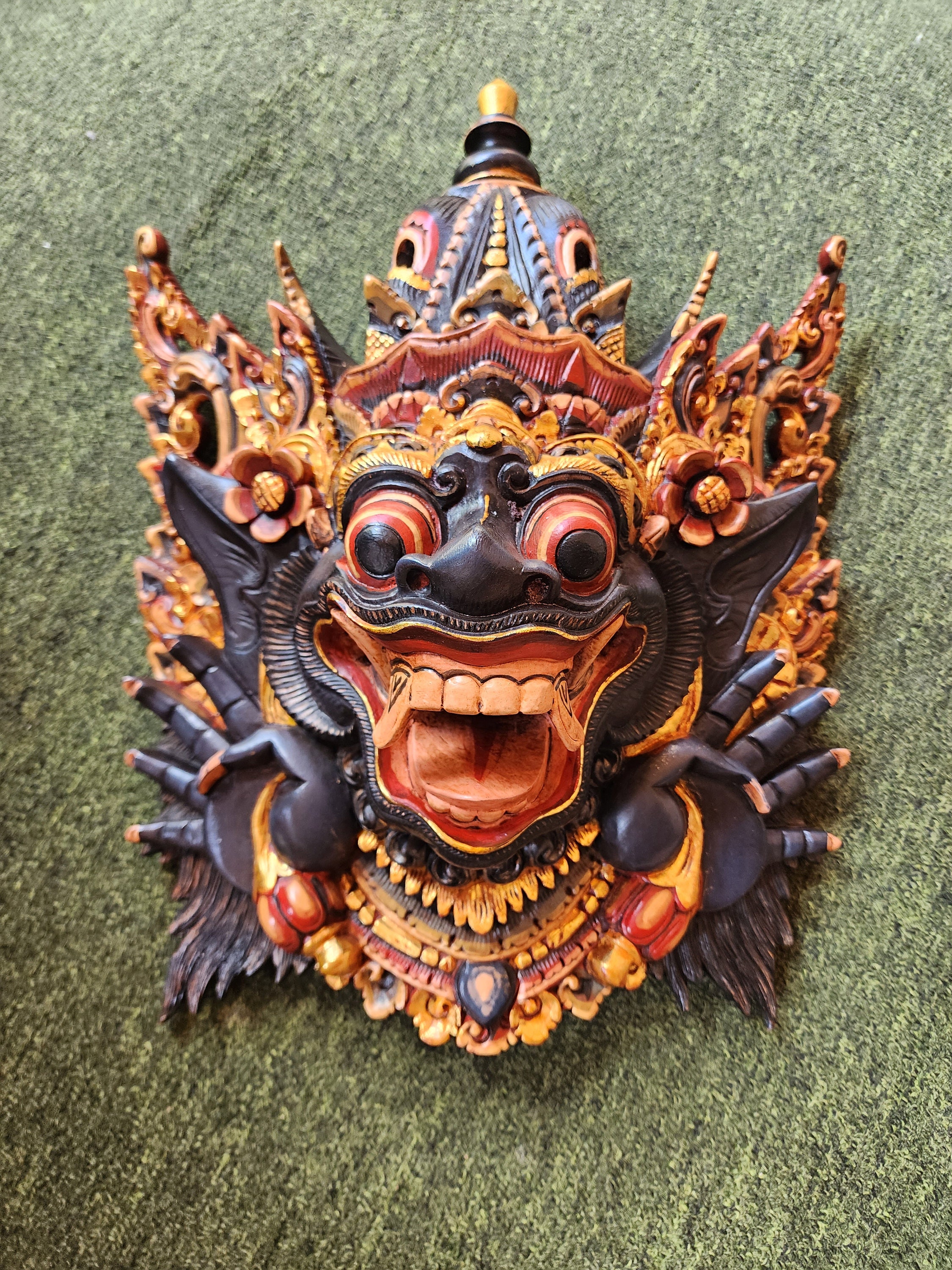 40cm Wooden Boma Mask Art, Wooden Mask, Balinese Mythology, Wooden ...