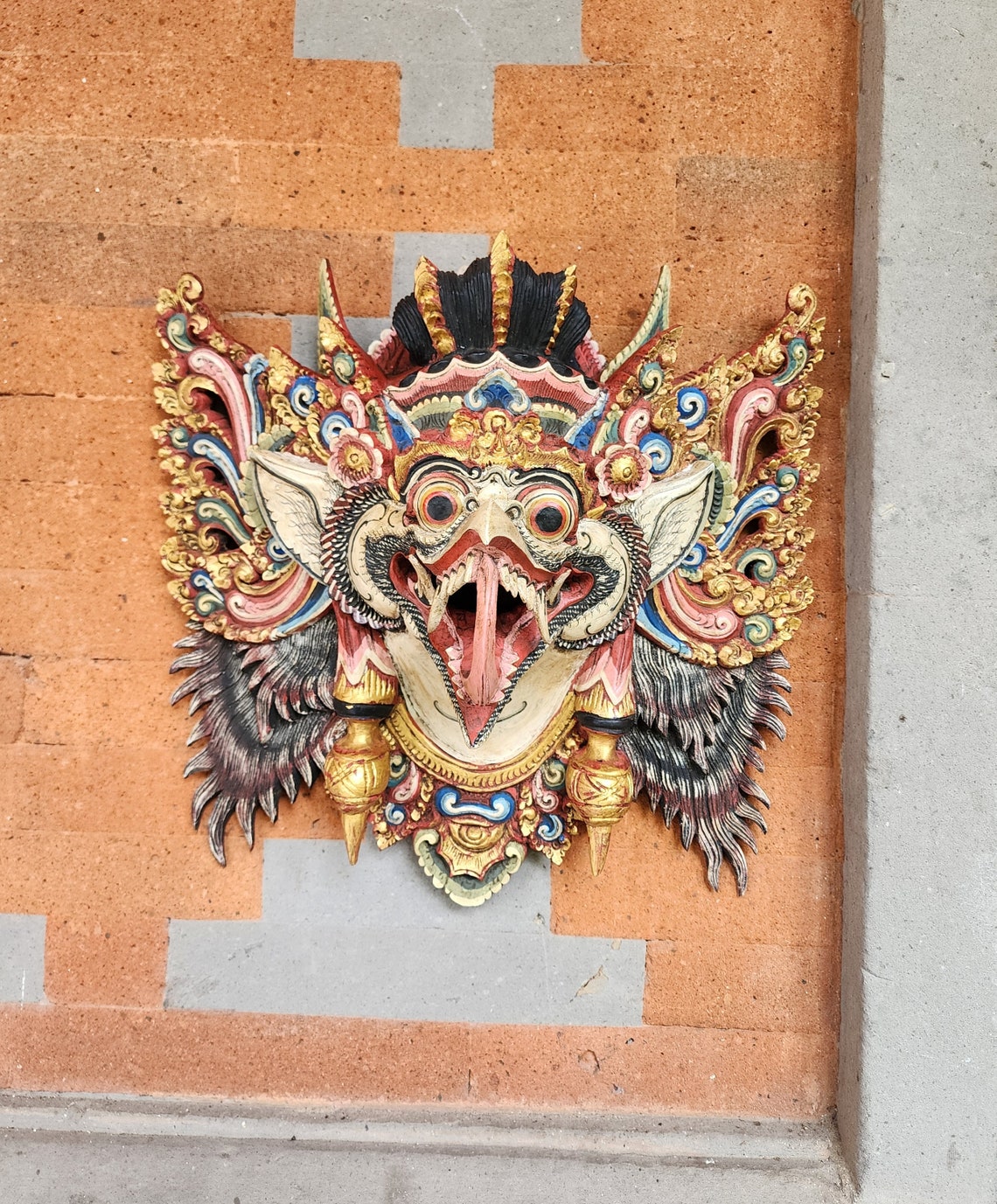 34 Cm Wooden Garuda Mask Art, Wooden Balinese Mask , Wall Decor ...