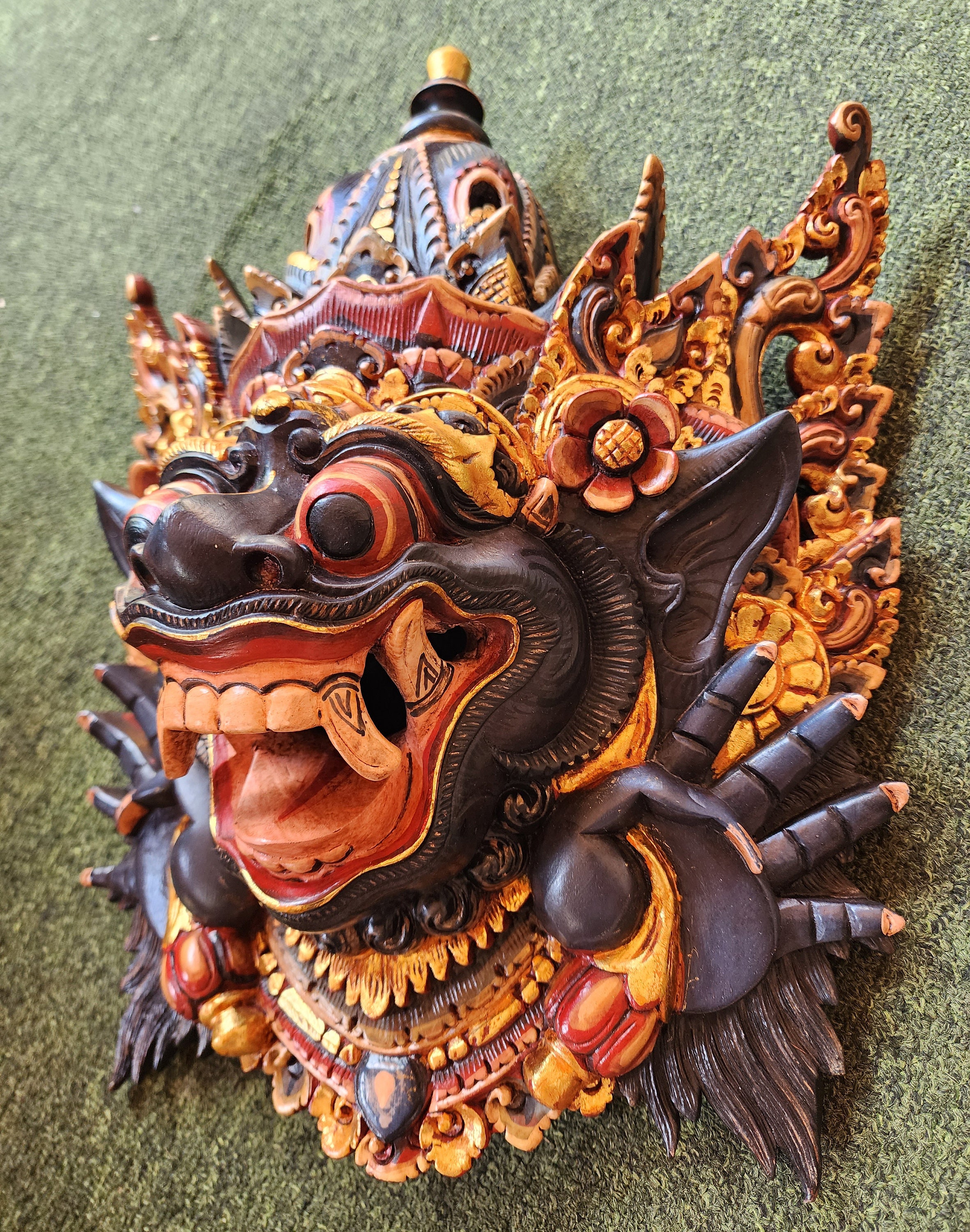 40cm Wooden Boma Mask Art, Wooden Mask, Balinese Mythology, Wooden ...