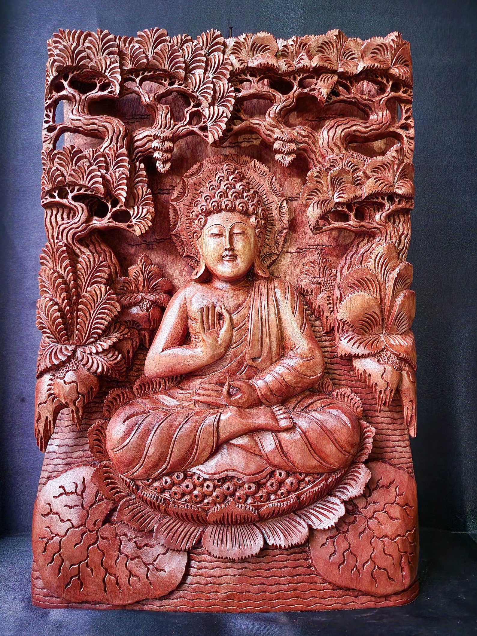 Handmade Balinese Buddha Wood Carving 49cm X 33cm X 7cm Wood - Etsy