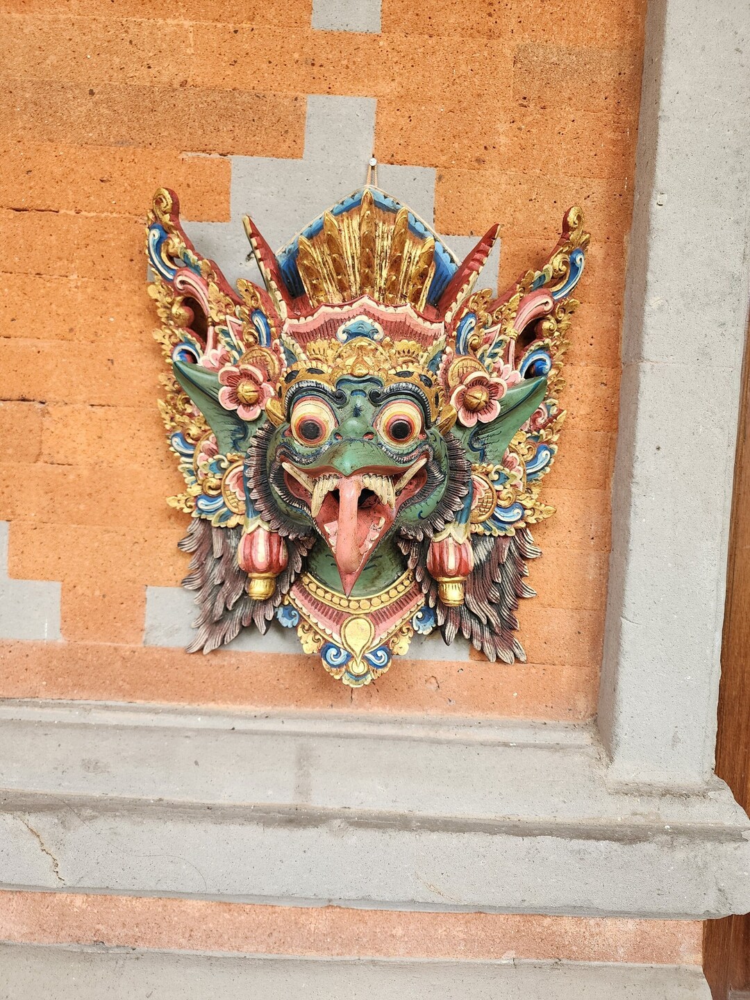 34 Cm Wooden Garuda Mask Art, Wooden Balinese Mask , Wall Decor ...