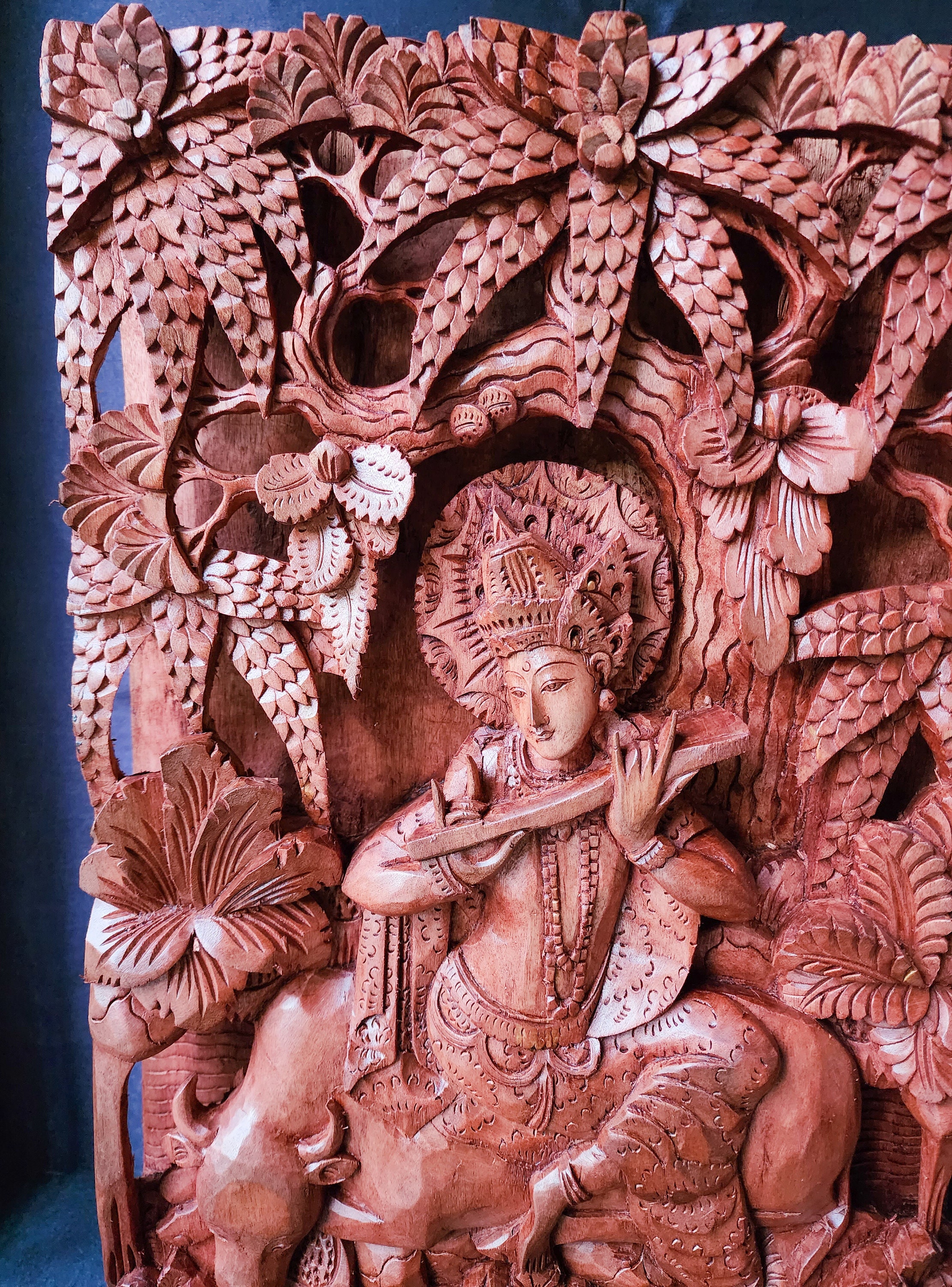 Handmade Balinese Lord Krishna Wood Carving 49cm X 33cm X 7cm Wood ...