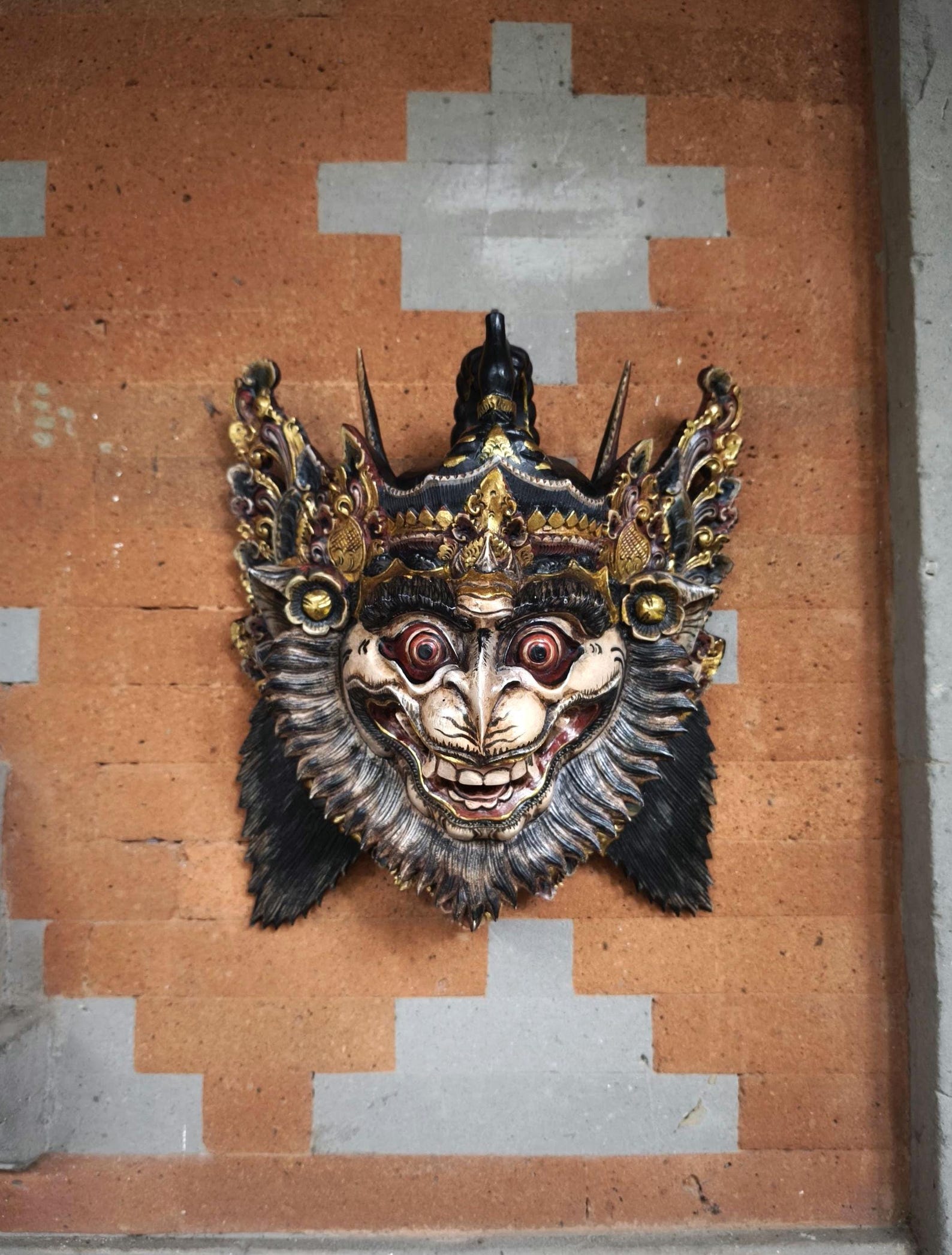 33cm Lord Monkey Hanuman Mask Art, Lord Hanuman, Lord Monkey, Wooden ...