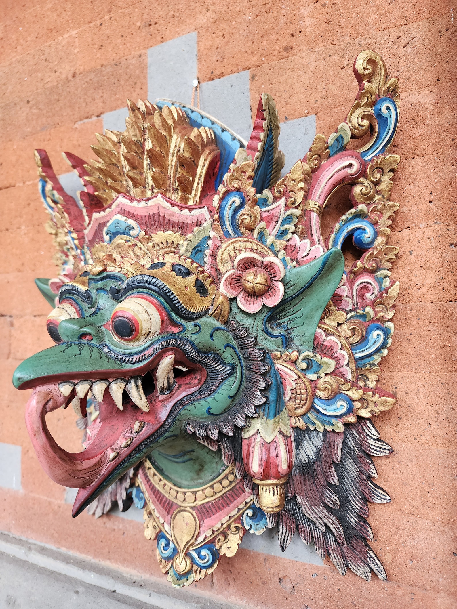 34 Cm Wooden Garuda Mask Art, Wooden Balinese Mask , Wall Decor ...