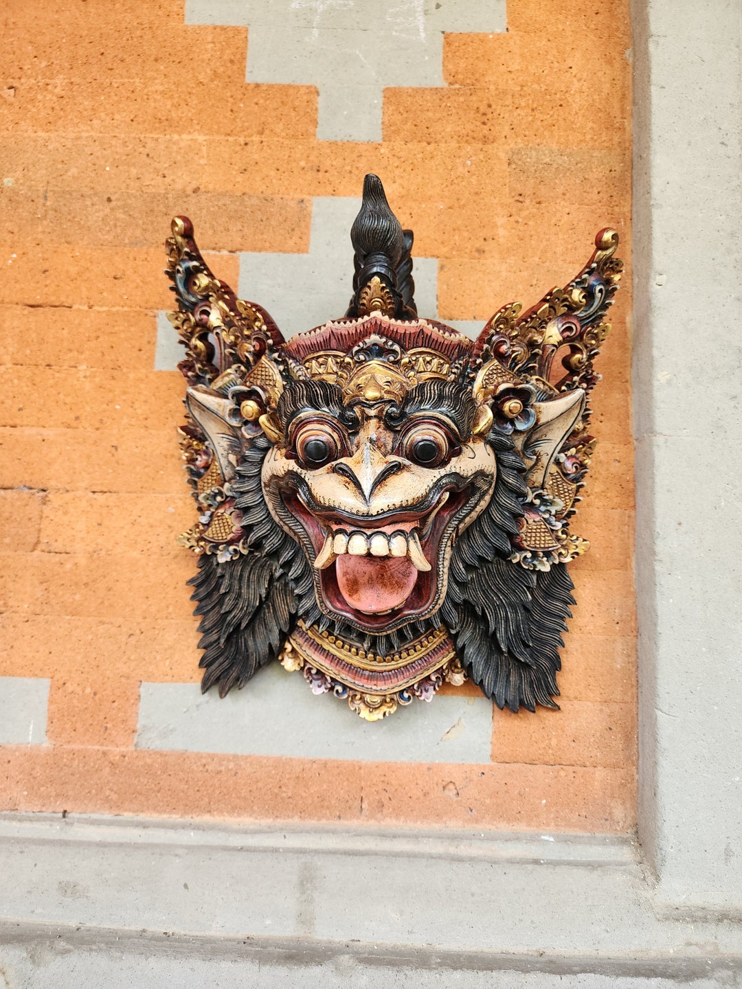 35cm Lord Monkey Hanuman Mask Art, Lord Hanuman, Lord Monkey, Wooden ...