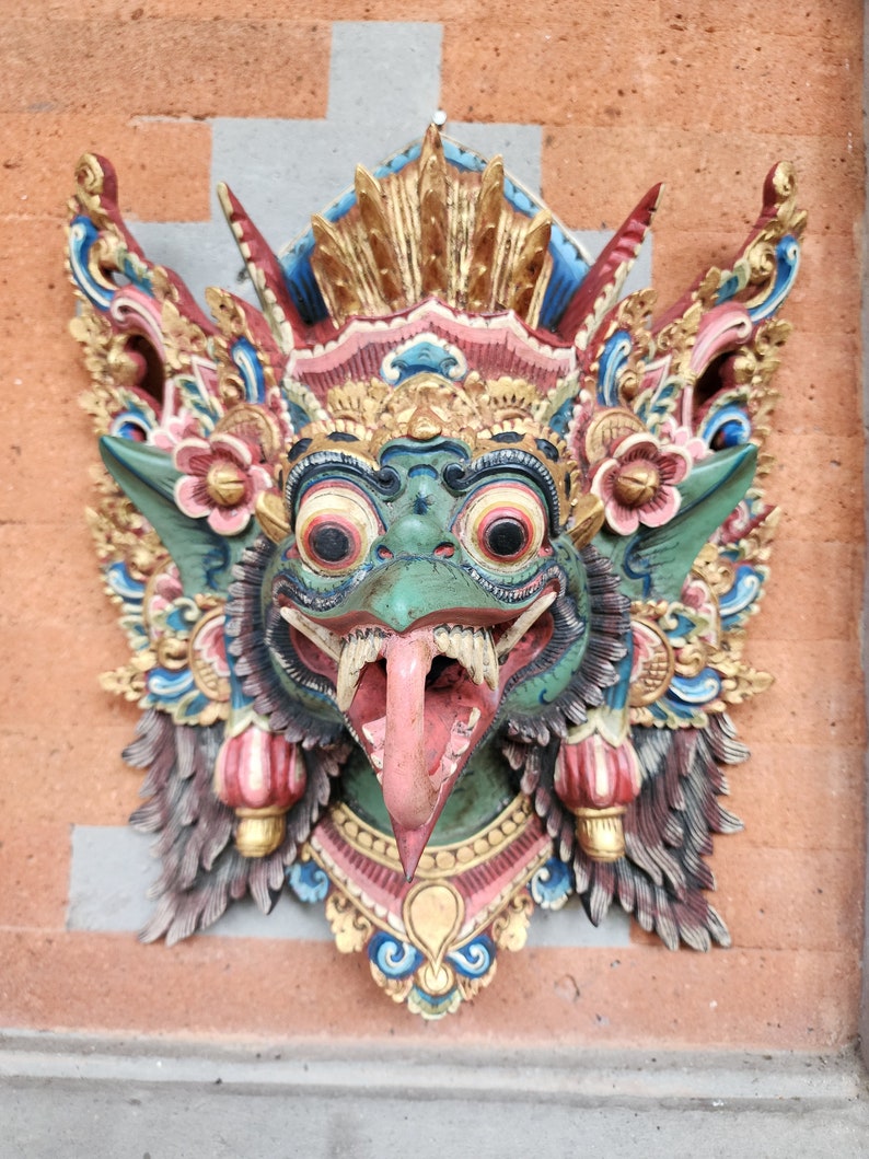 34 Cm Wooden Garuda Mask Art, Wooden Balinese Mask , Wall Decor ...