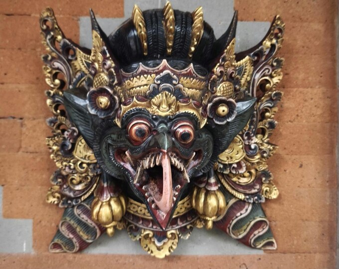 32 Cm Wooden Garuda Mask Art, Wooden Balinese Mask , Wall Decor ...