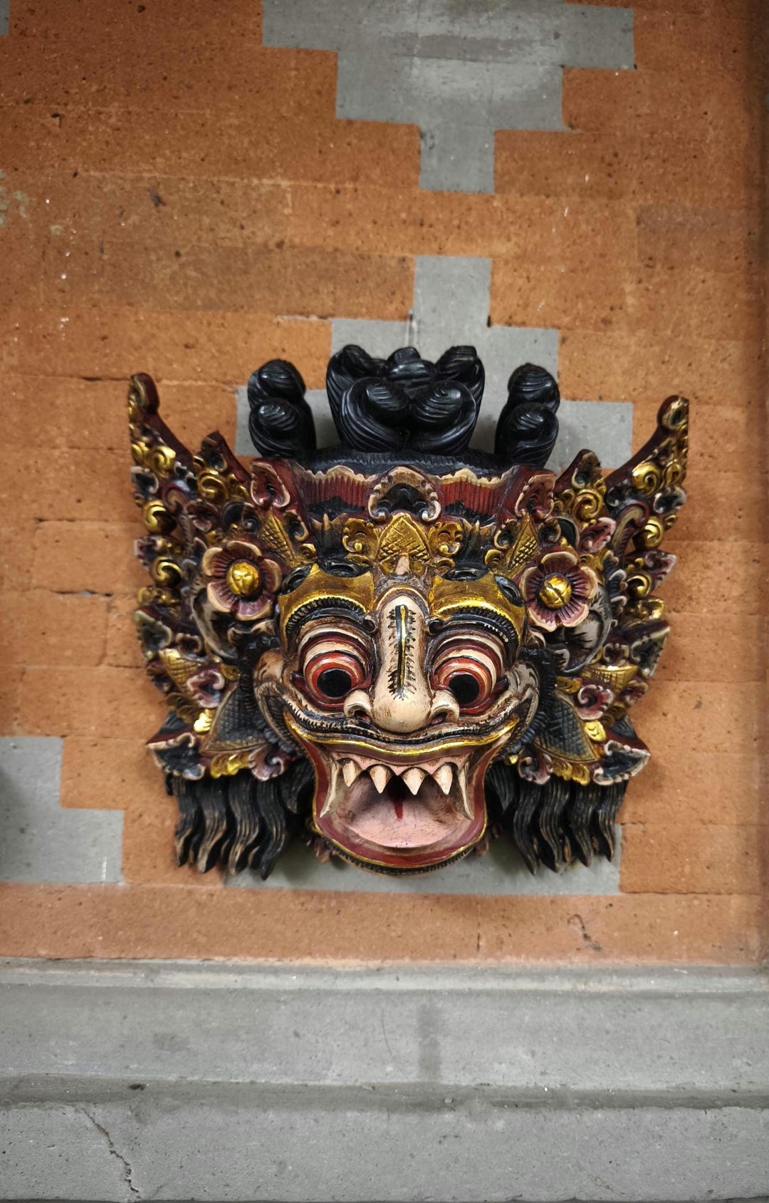 32cm Barong Wooden Mask, Balinese Wooden Mask, Balinese Mythology ...