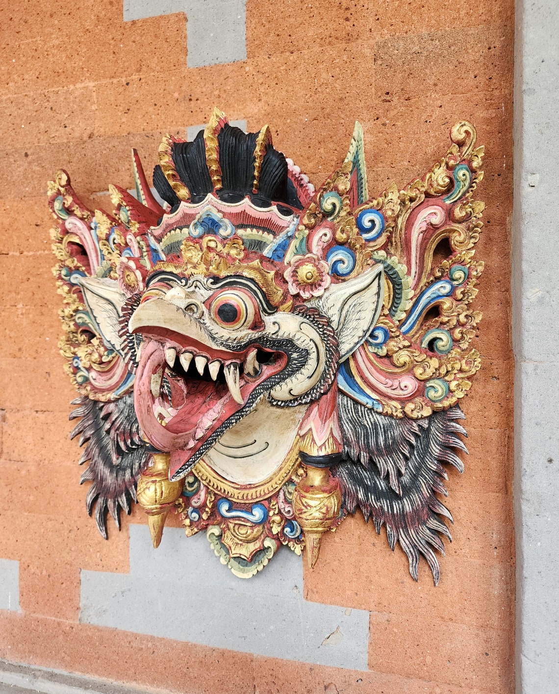 34 Cm Wooden Garuda Mask Art, Wooden Balinese Mask , Wall Decor ...