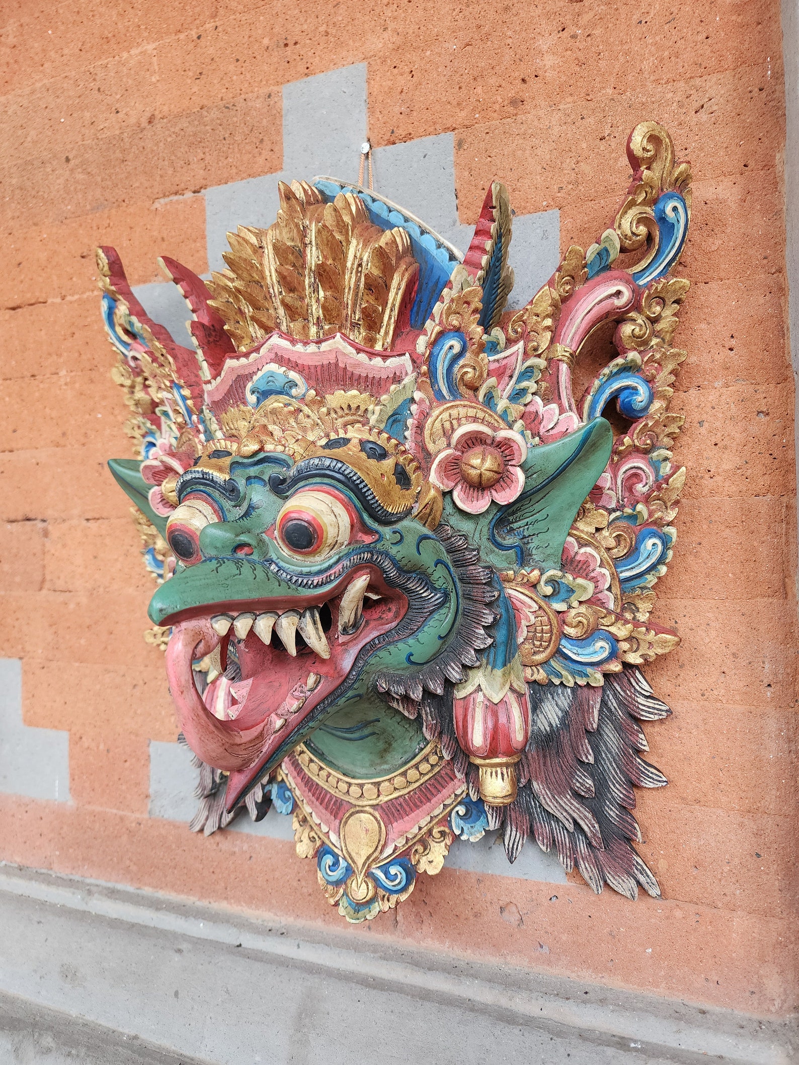 34 Cm Wooden Garuda Mask Art, Wooden Balinese Mask , Wall Decor ...