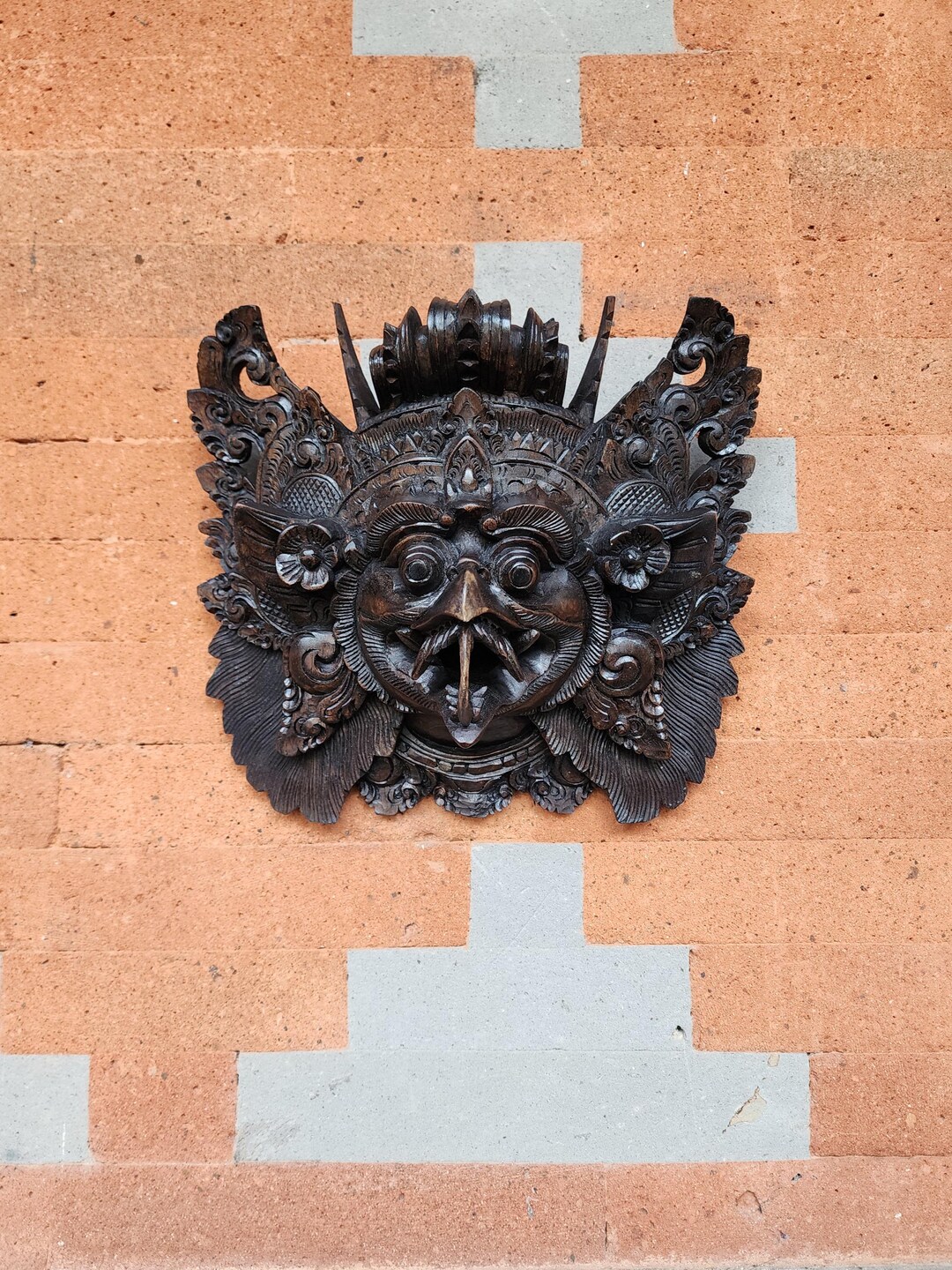 22cm Wooden Garuda Mask Art, Wooden Balinese Mask , Wall Decor ...