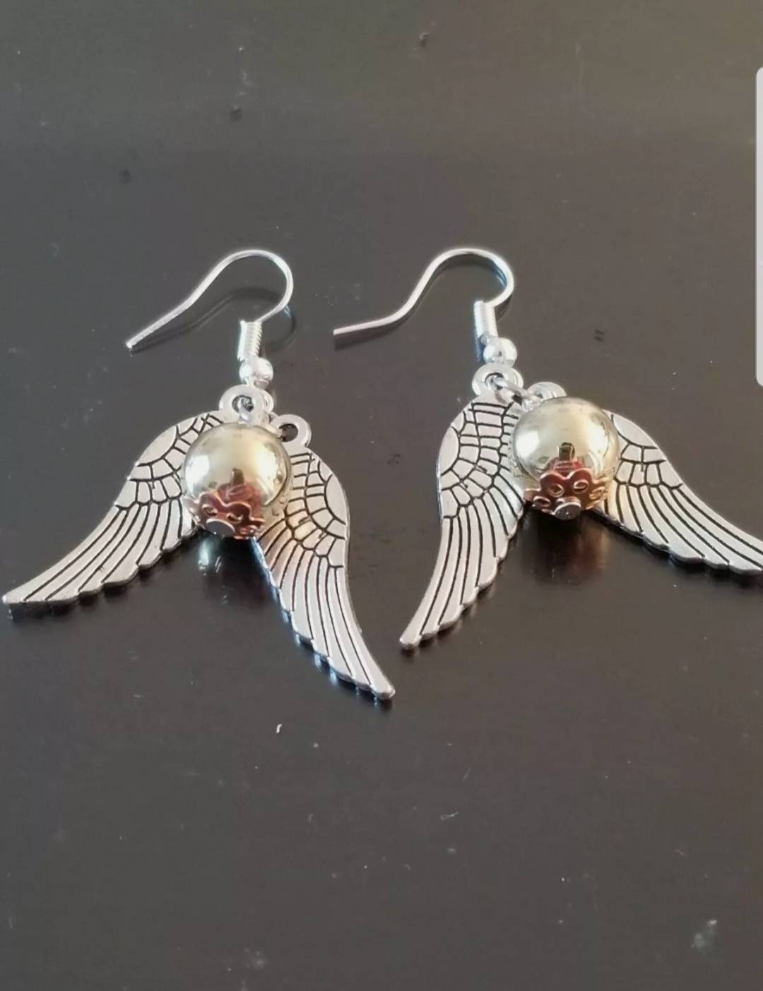 Harry Potter Quidditch Golden Snitch Pendant Earrings Hook Dangle ...