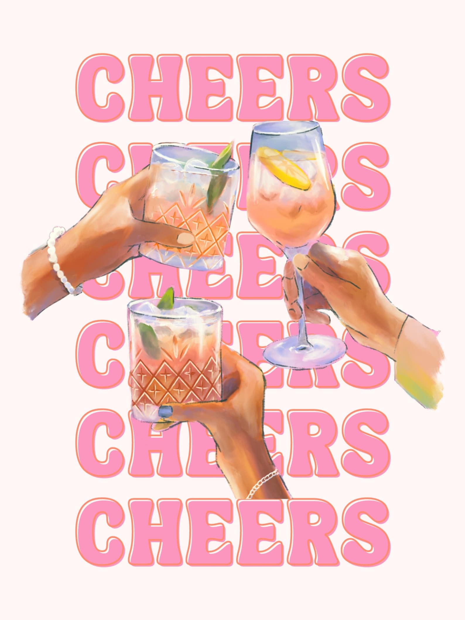Pink Drink Art Prints: Cheers & Keep 'em Coming (digital Download) - Etsy
