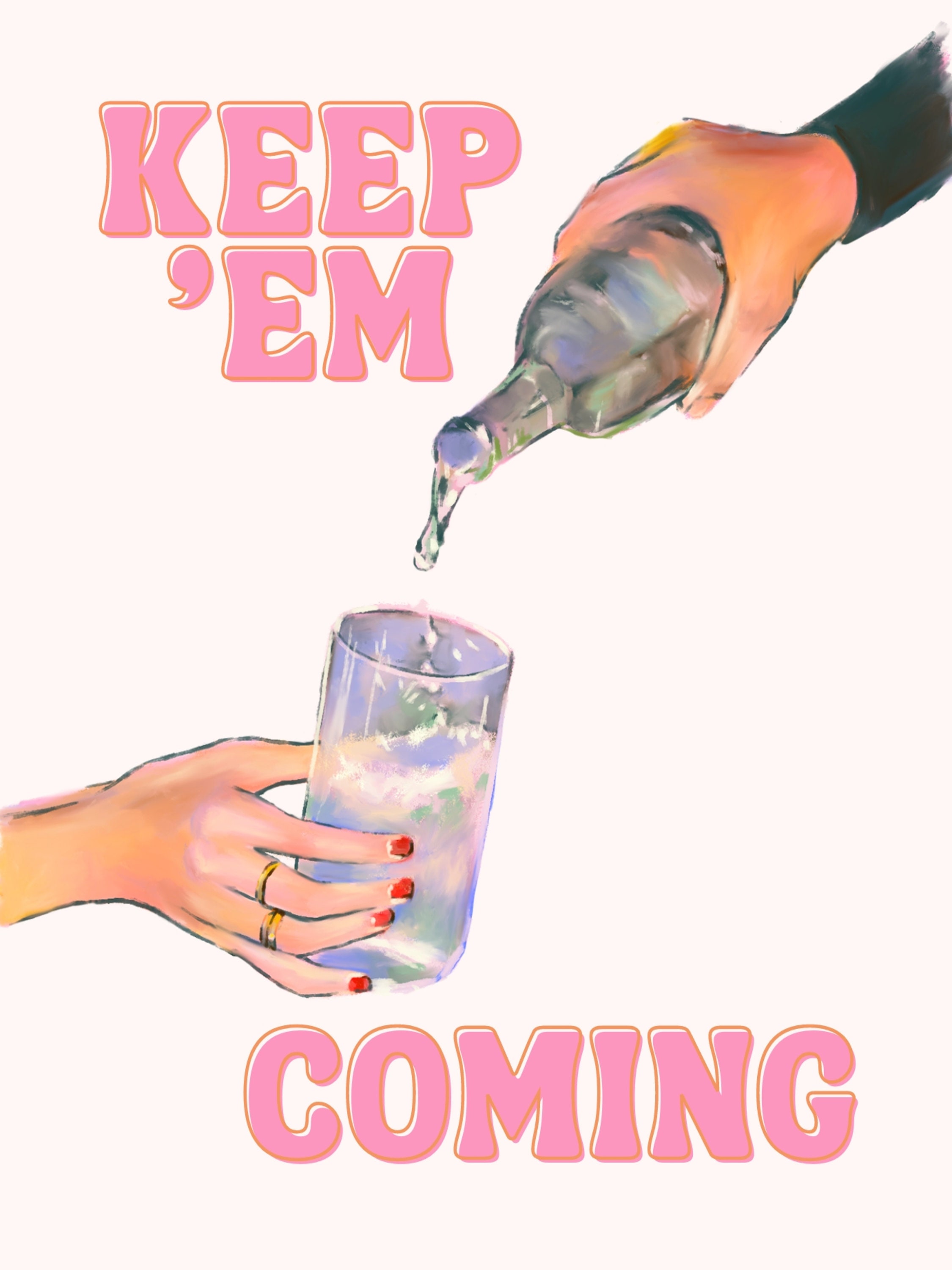 Pink Drink Art Prints: Cheers & Keep 'em Coming (digital Download) - Etsy