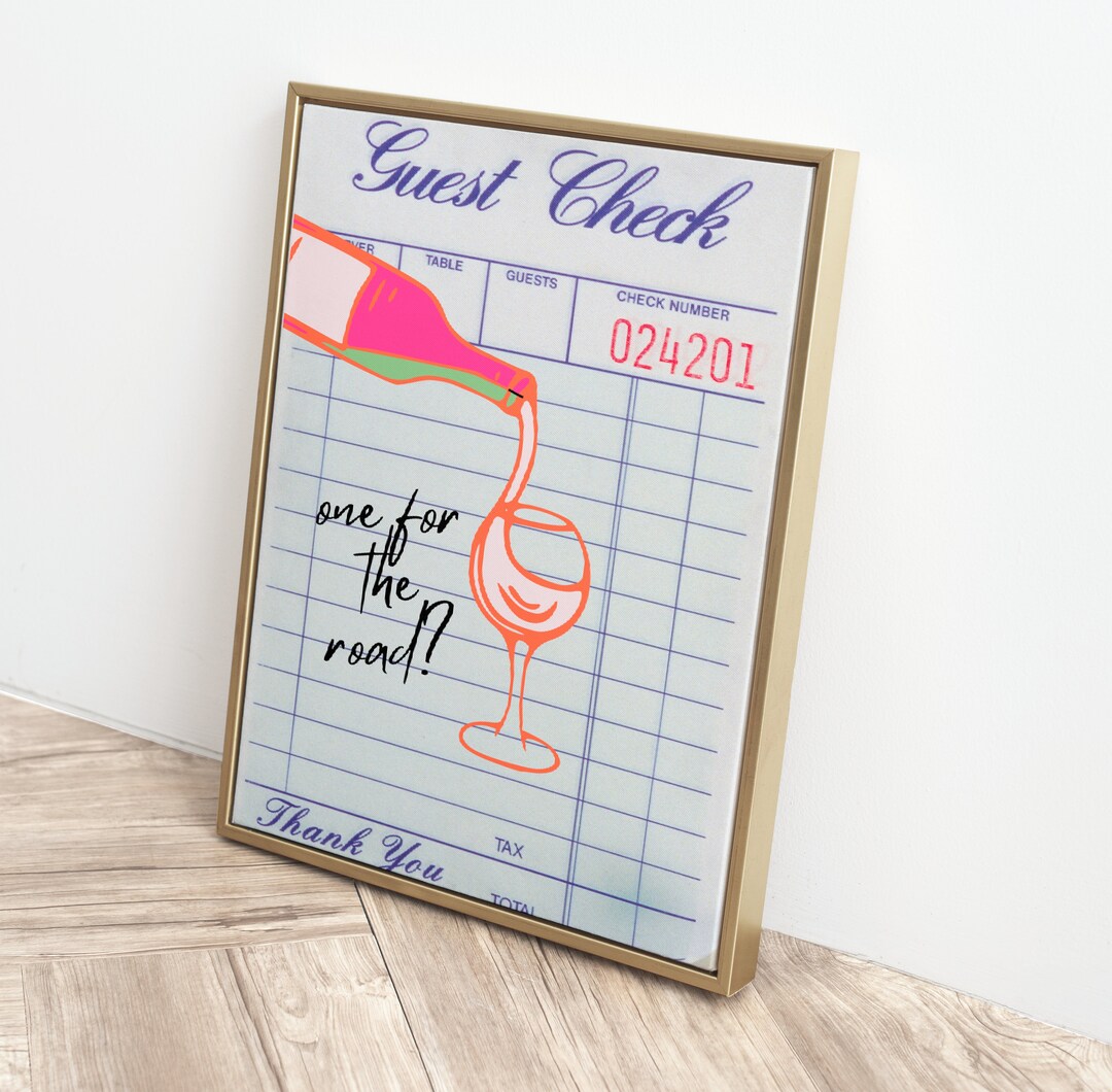 Guest Check Bar Cart Print-one for the Road?-pouring Glass Print-trendy ...