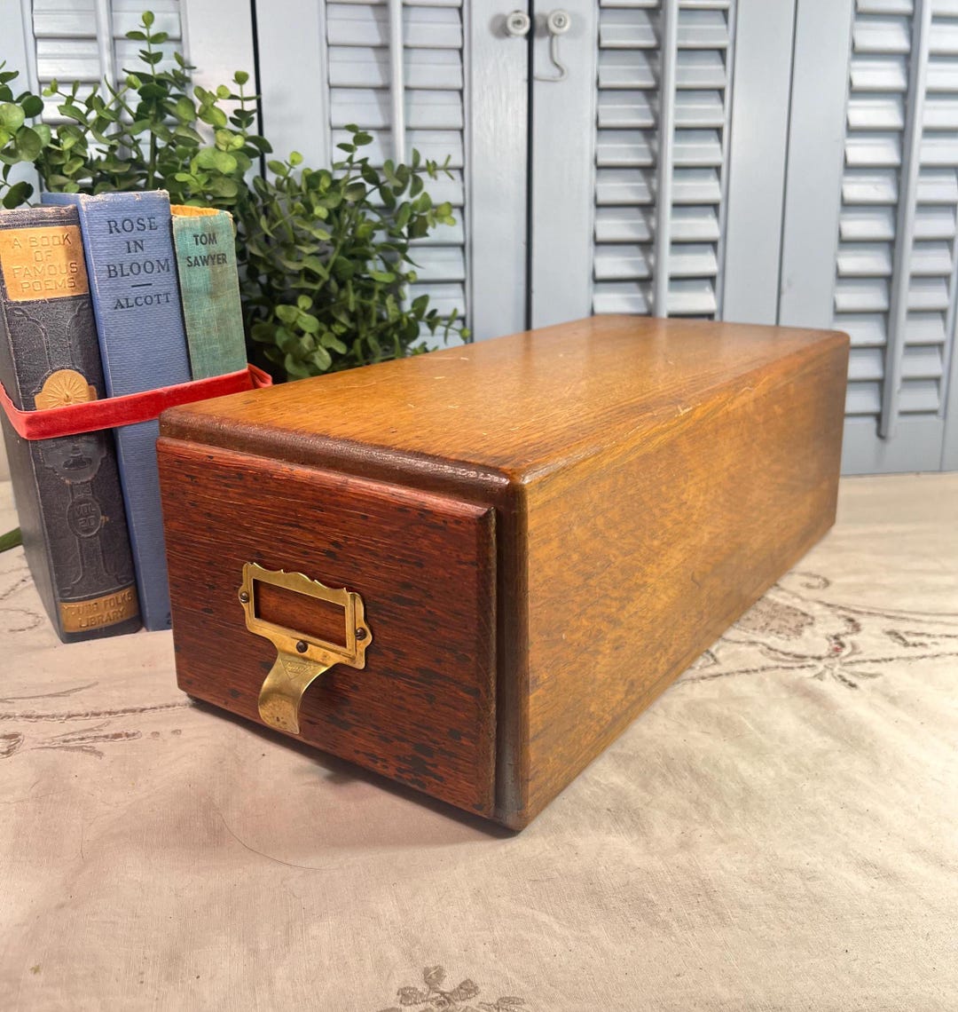 Vintage Oak Wood Library Card Drawer Storage by Imperial - Etsy