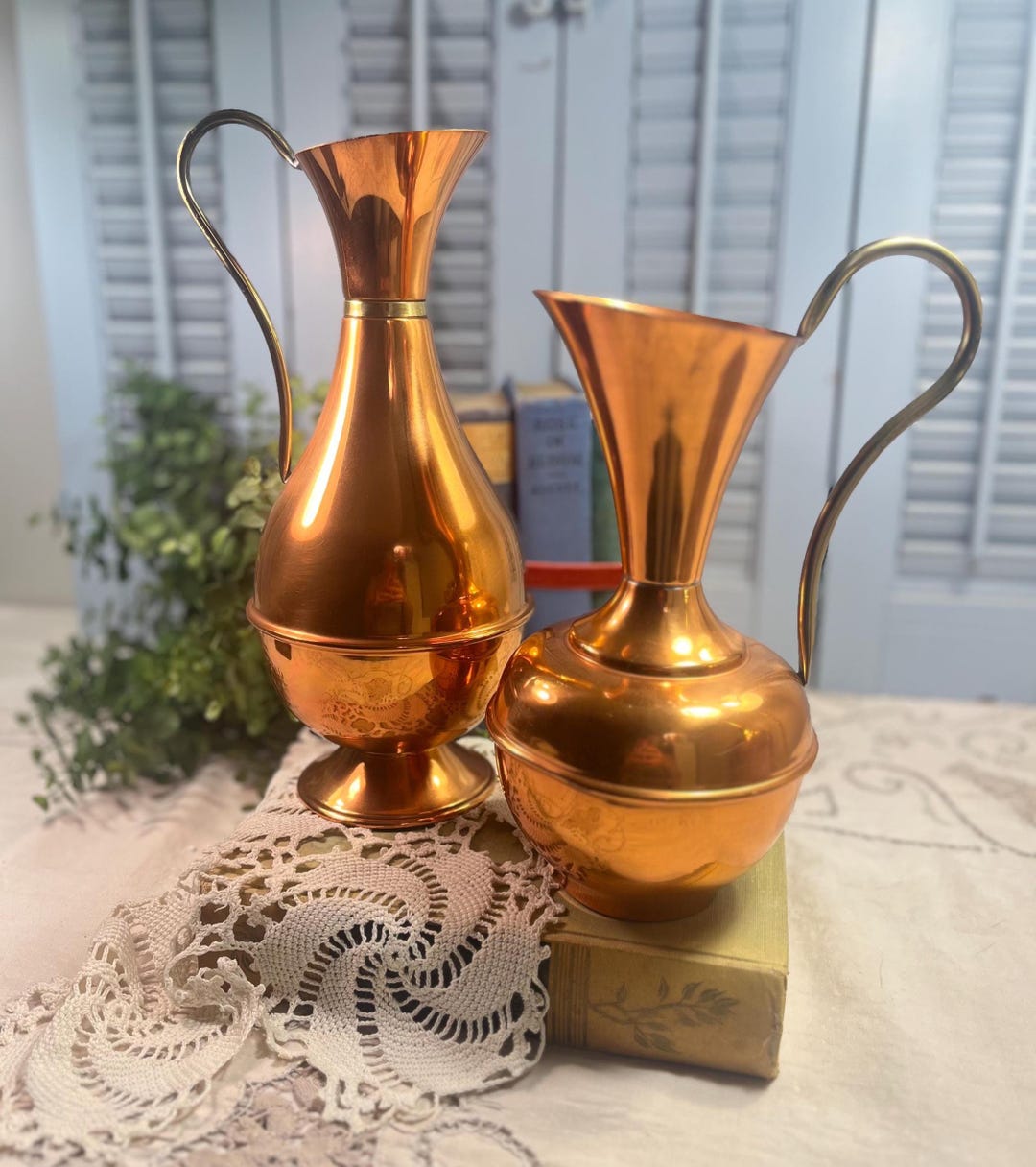 Mid Century Ethan Allen Copper and Brass Pitcher Set - Etsy