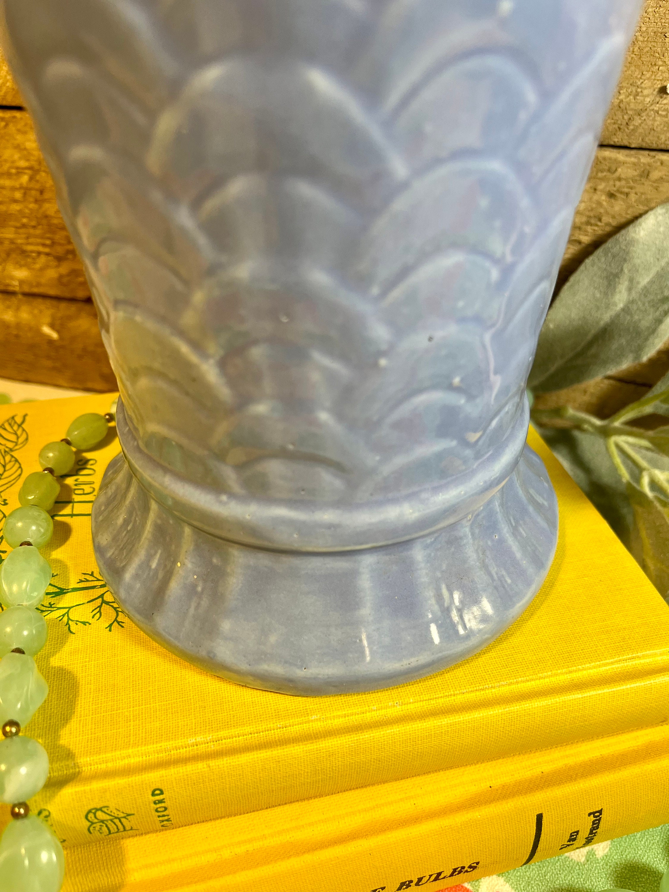 Vintage Blue Scallop / Fish Scales / Shell Pottery Vase - Etsy