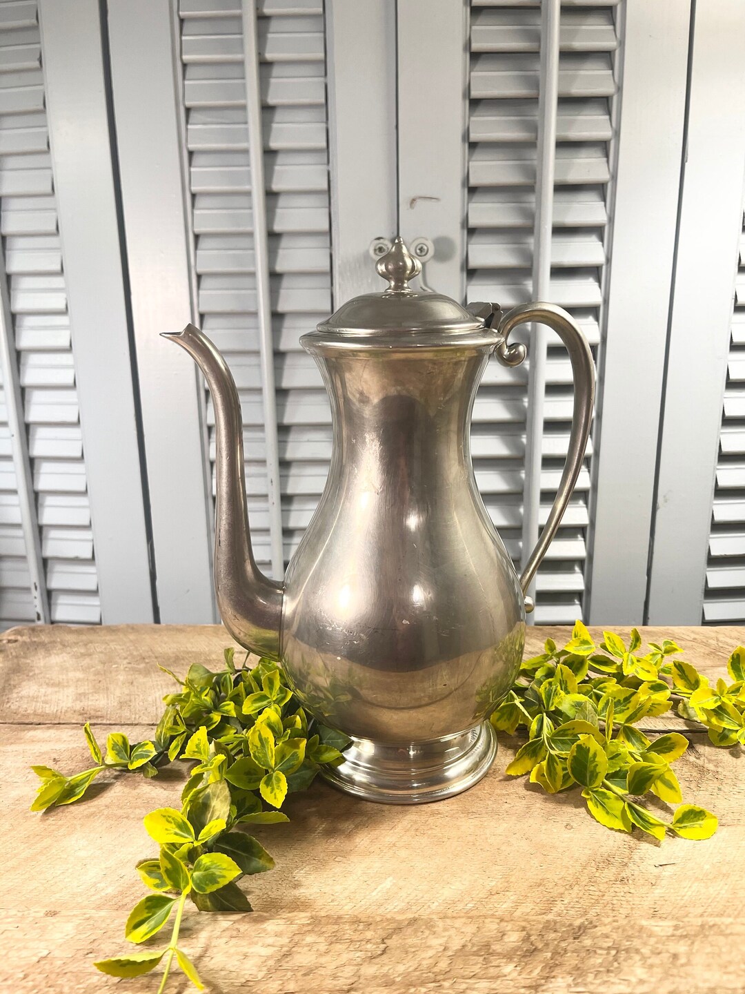 Vintage Kirk Stieff Pewter Silver Coffee Pot - Etsy