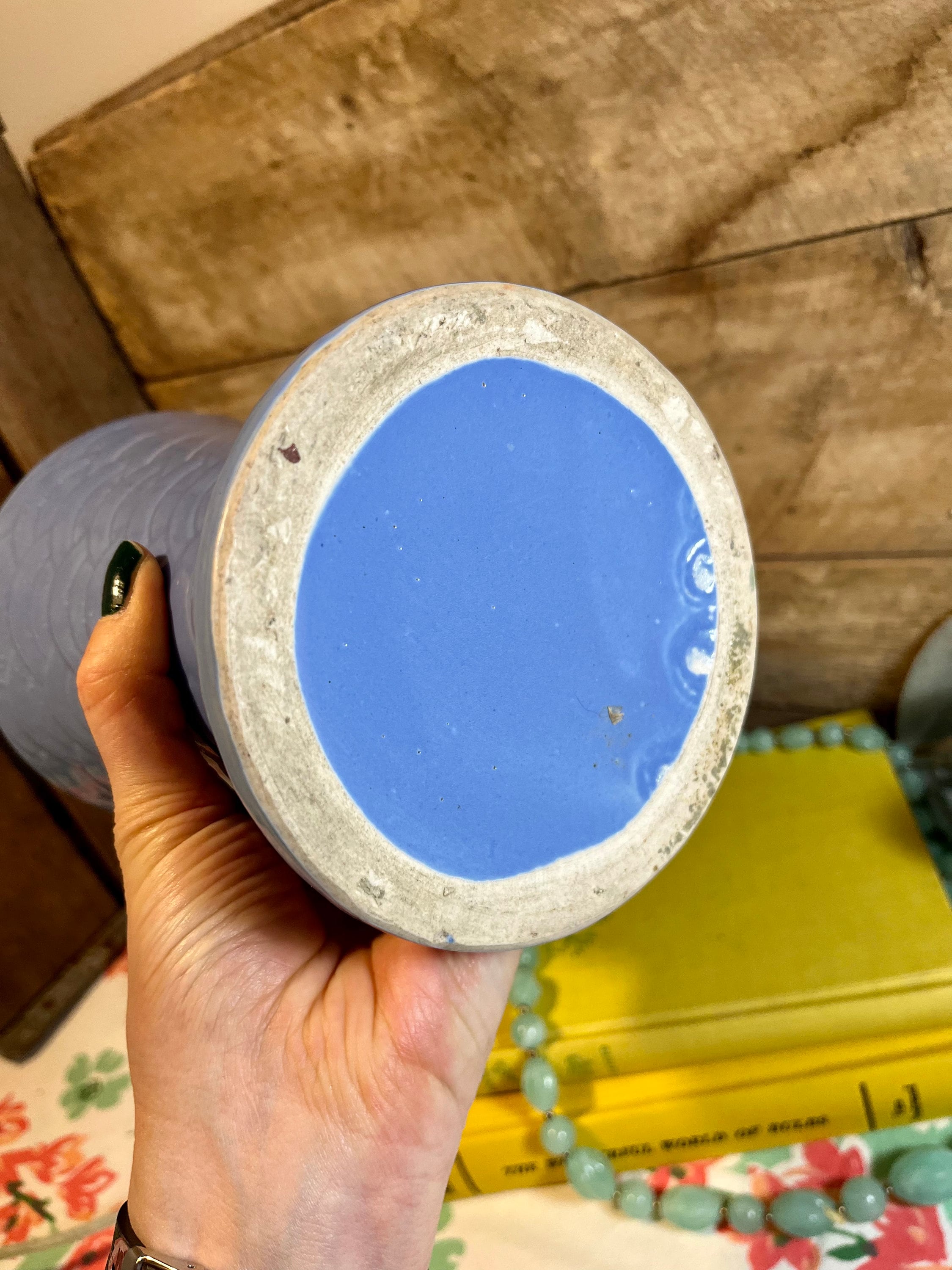 Vintage Blue Scallop / Fish Scales / Shell Pottery Vase - Etsy