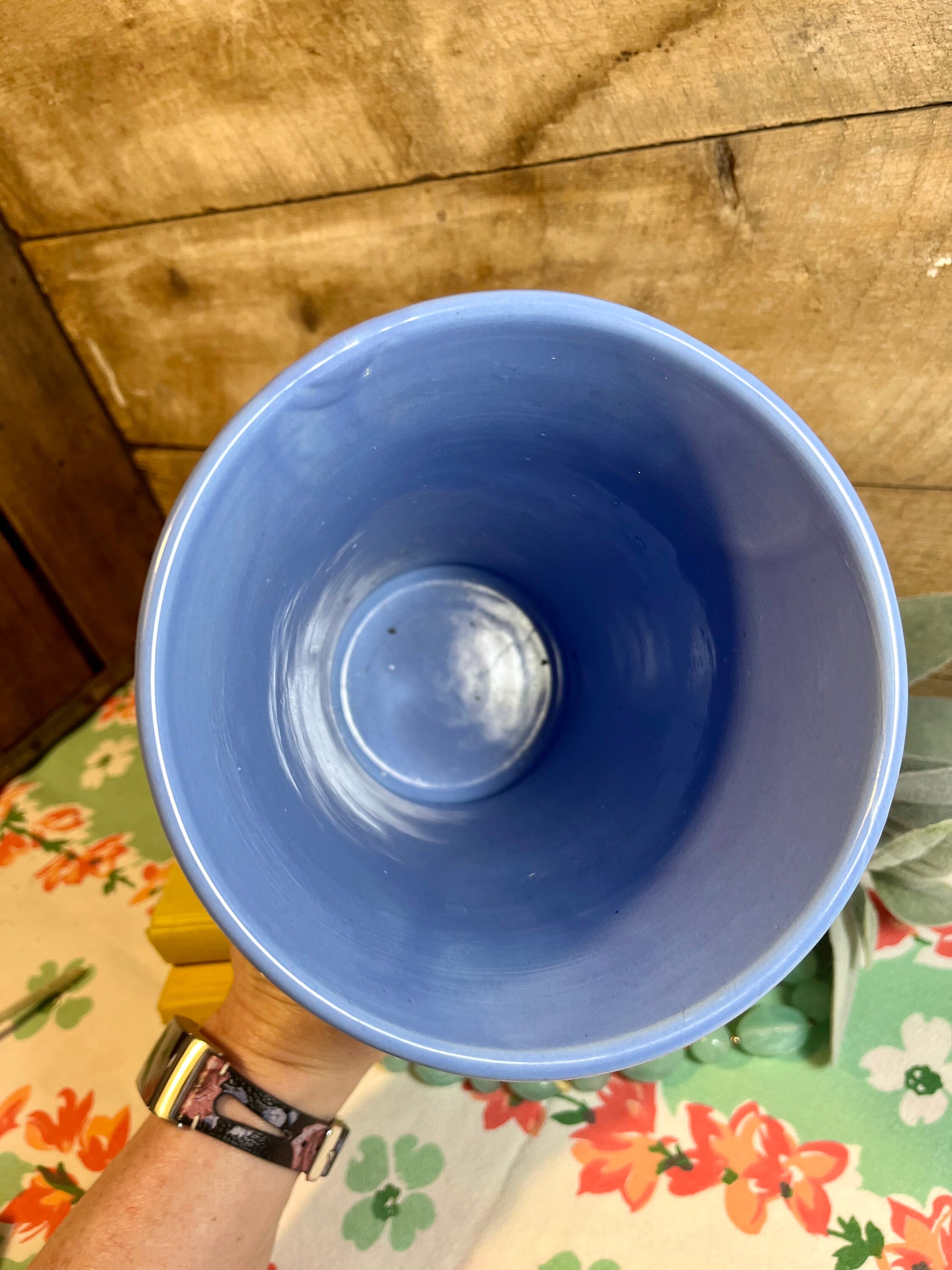 Vintage Blue Scallop / Fish Scales / Shell Pottery Vase - Etsy