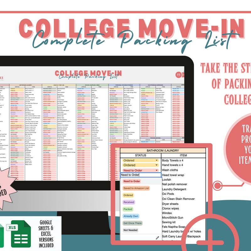 Excel Sheet for Packing - Etsy