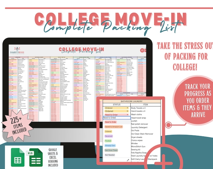 First Year College Packing List - Etsy