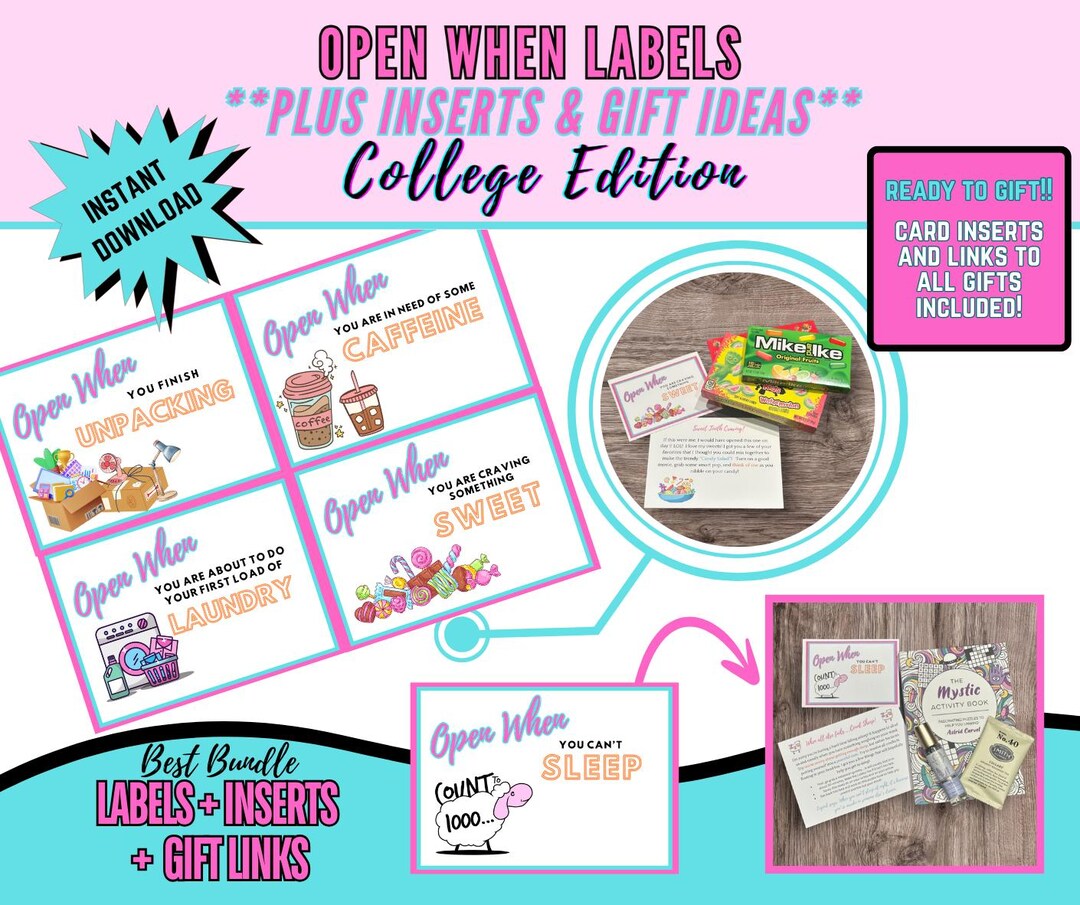 College Open When Envelopes: Labels, Inserts & Gift Ideas (printable ...