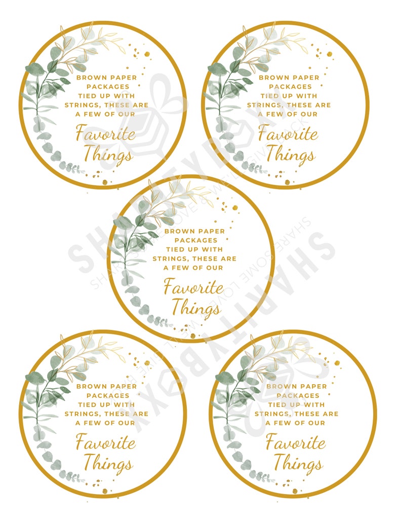 Favorite Things Party Gift Tags: Printable Bag Tags (PDF) - Etsy