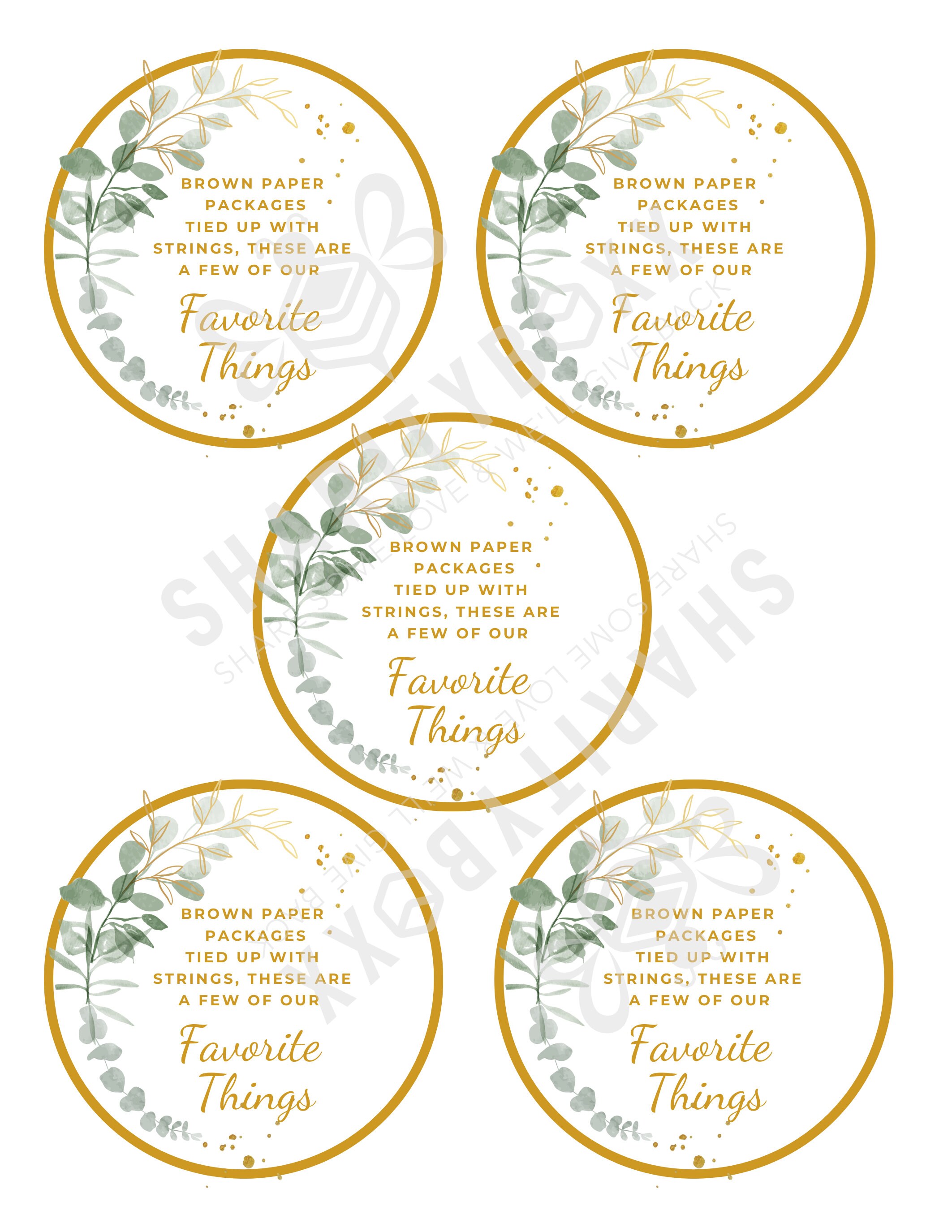 Favorite Things Party, Gift Tags, Favorite Things Gift Tags, Printable ...