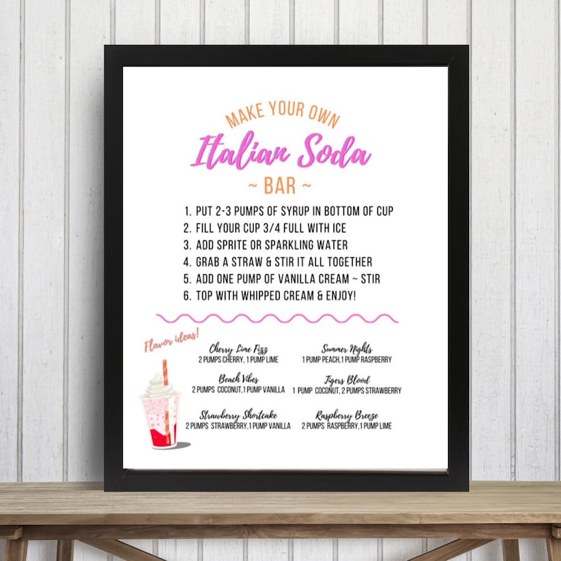Italian Soda Bar Sign, Dirty Soda, Party Signs, Party Decor, Printable ...