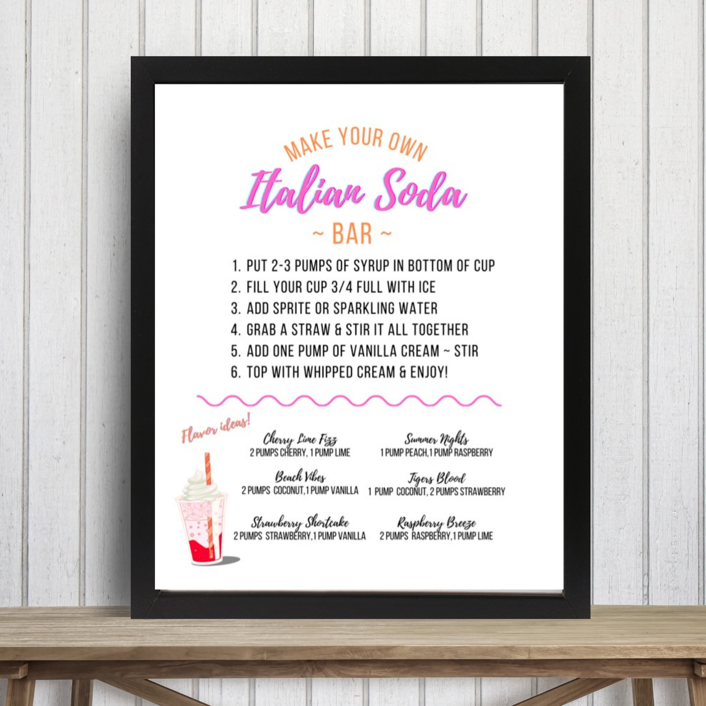 Italian Soda Bar Sign, Dirty Soda, Party Signs, Party Decor, Printable ...