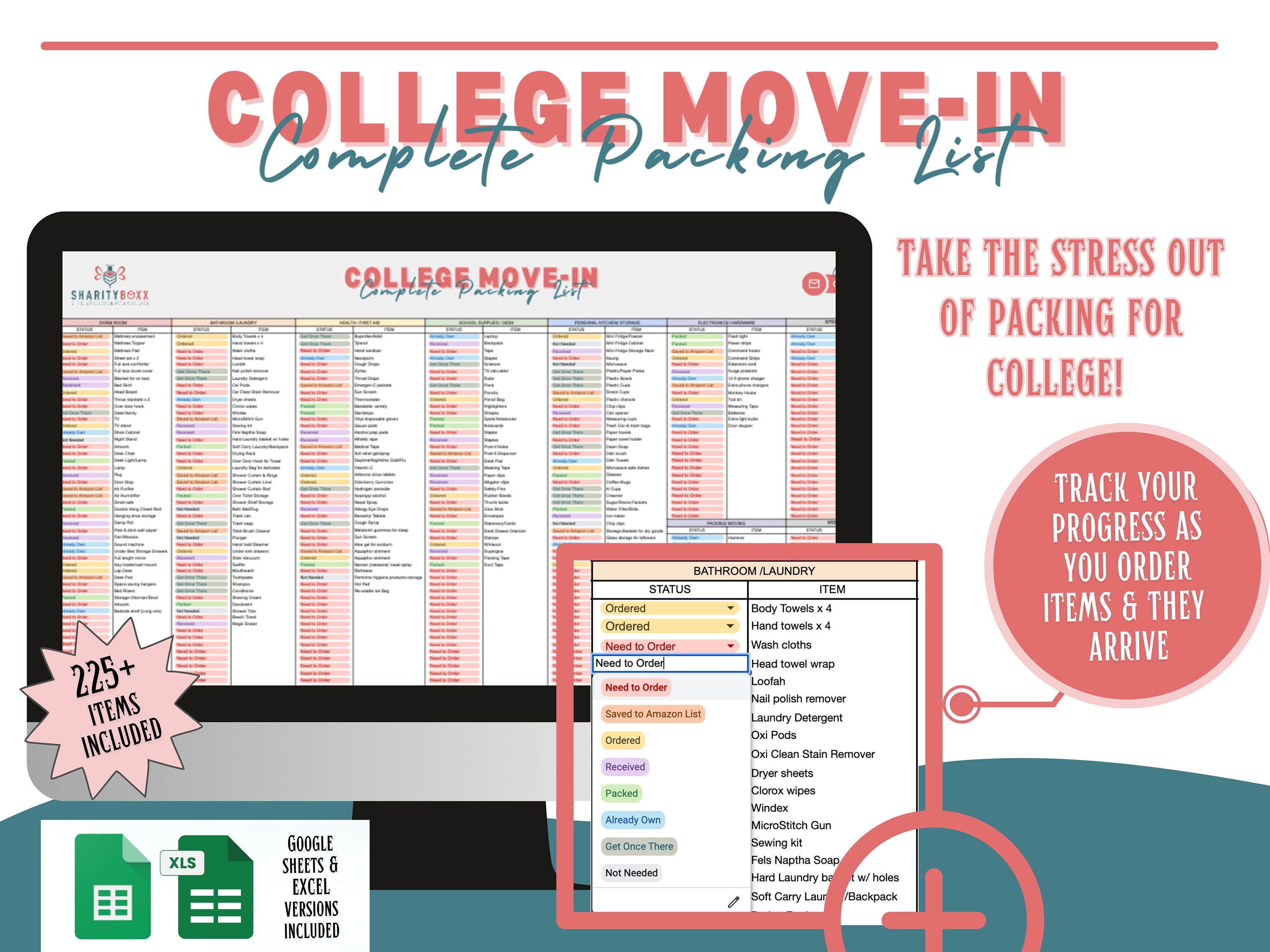 COLLEGE PACKING LIST, Dorm Packing List, Interactive Document, Track ...