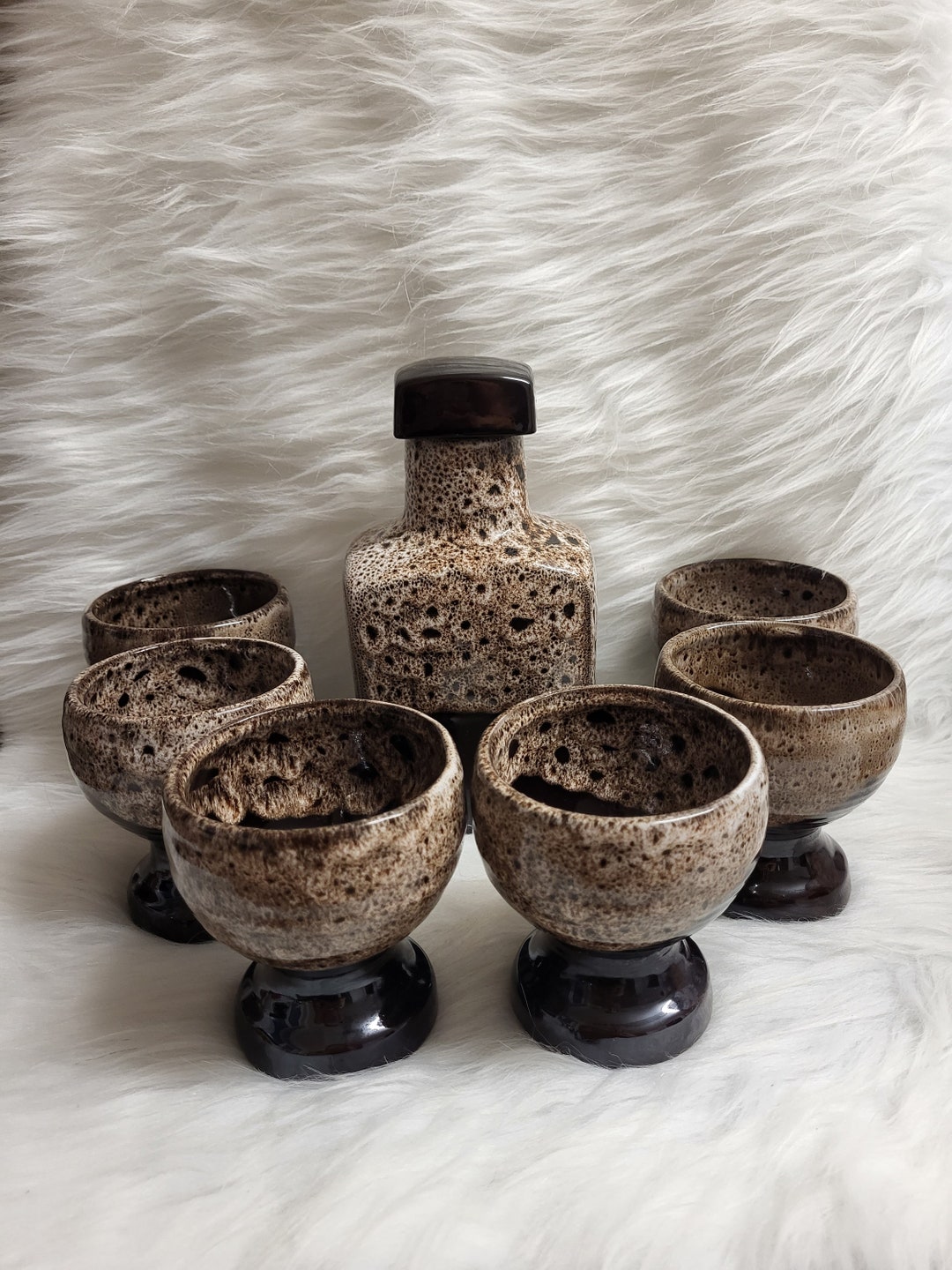 Vintage Cornwall Fosters Pottery Style Glazed Brown Honeycomb Pattern ...