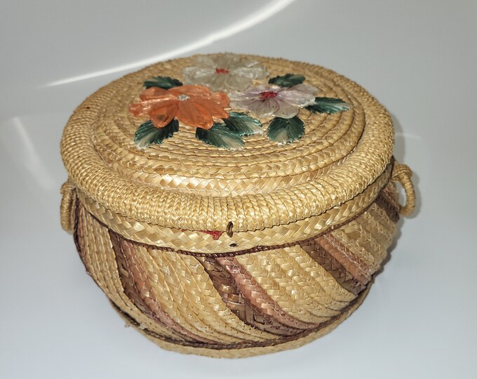 Republic of China Wicker Sewing Box, Antique Chinese Wicker Sewing Box ...