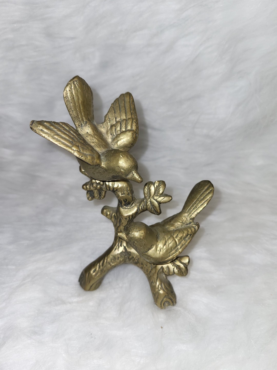 Vintage Brass Birds on a Tree Tiller Pin - Etsy