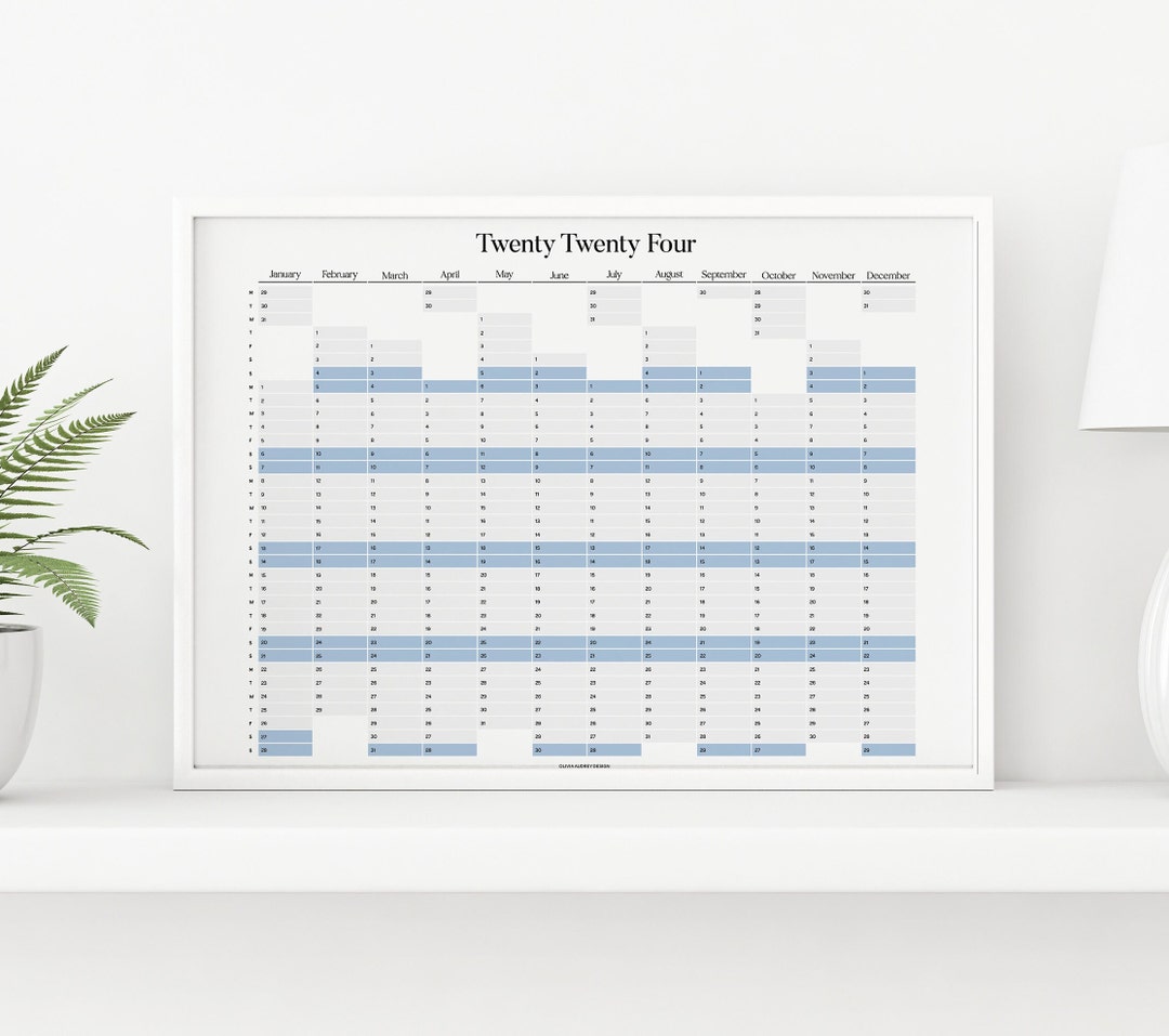 Printable PDF 2024 Full Year Wall Planner A3 Landscape Year Planner ...