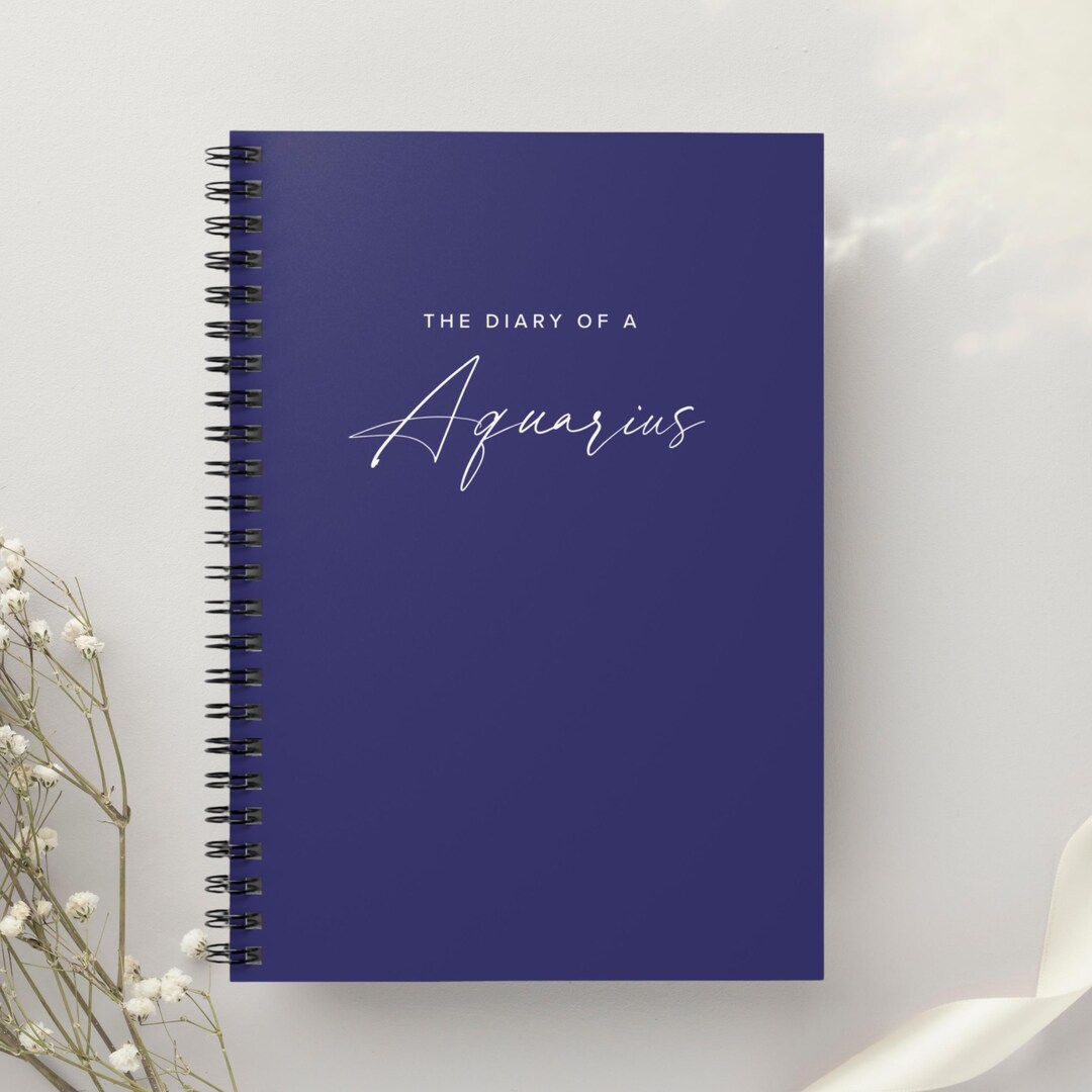 Purple Aquarius Star Sign Zodiac Ruled Line Spiral Notebook - Astrology ...