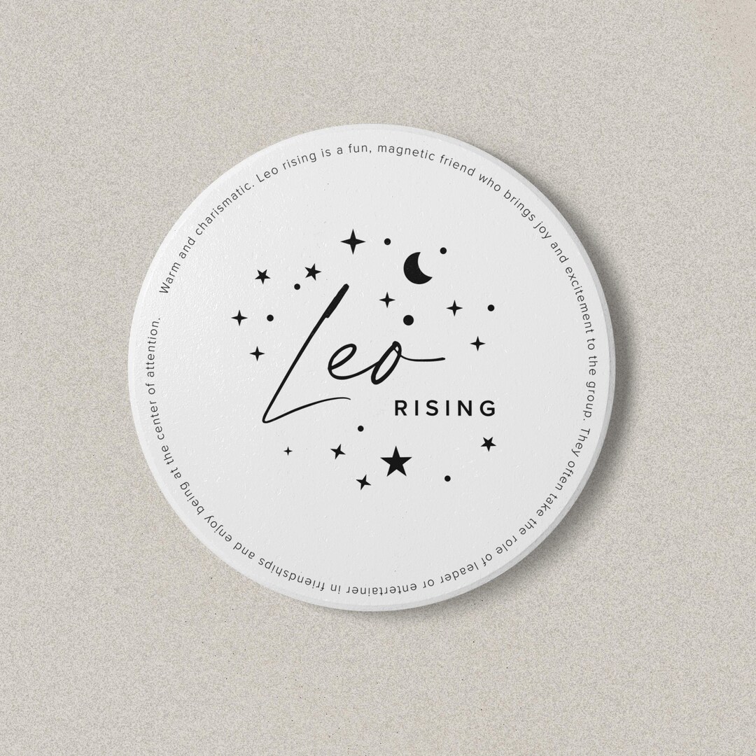 Leo Rising Star Sign Coaster | Black and White Decor, Zodiac ...