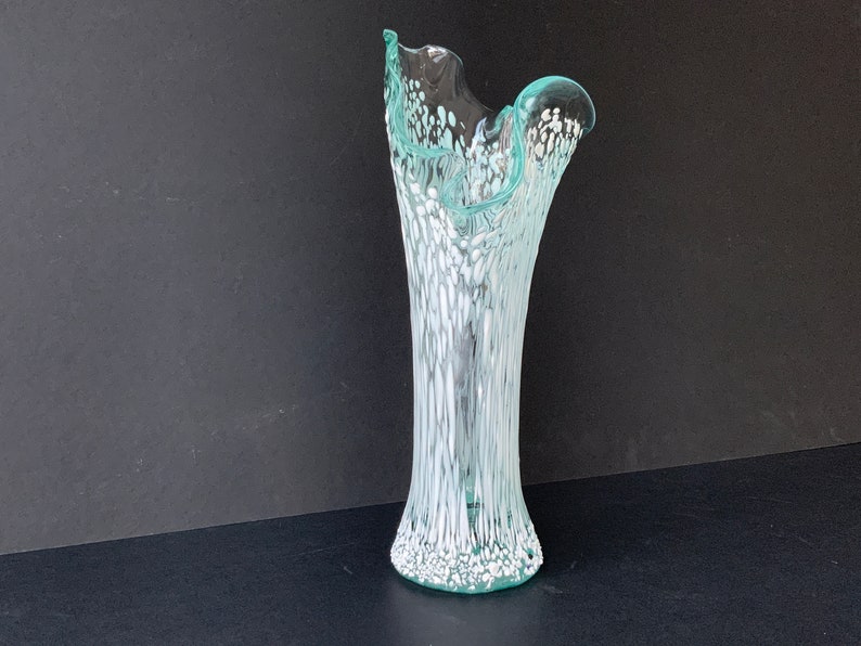 Heavy AQUA BLUE Vase Vintage Glass Vase Light Green Blue - Etsy