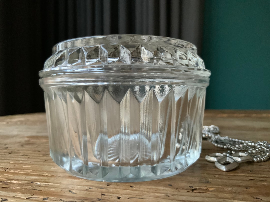 Vintage Clear Glass Pin Dish With Lid: Retro Vanity Decor - Etsy