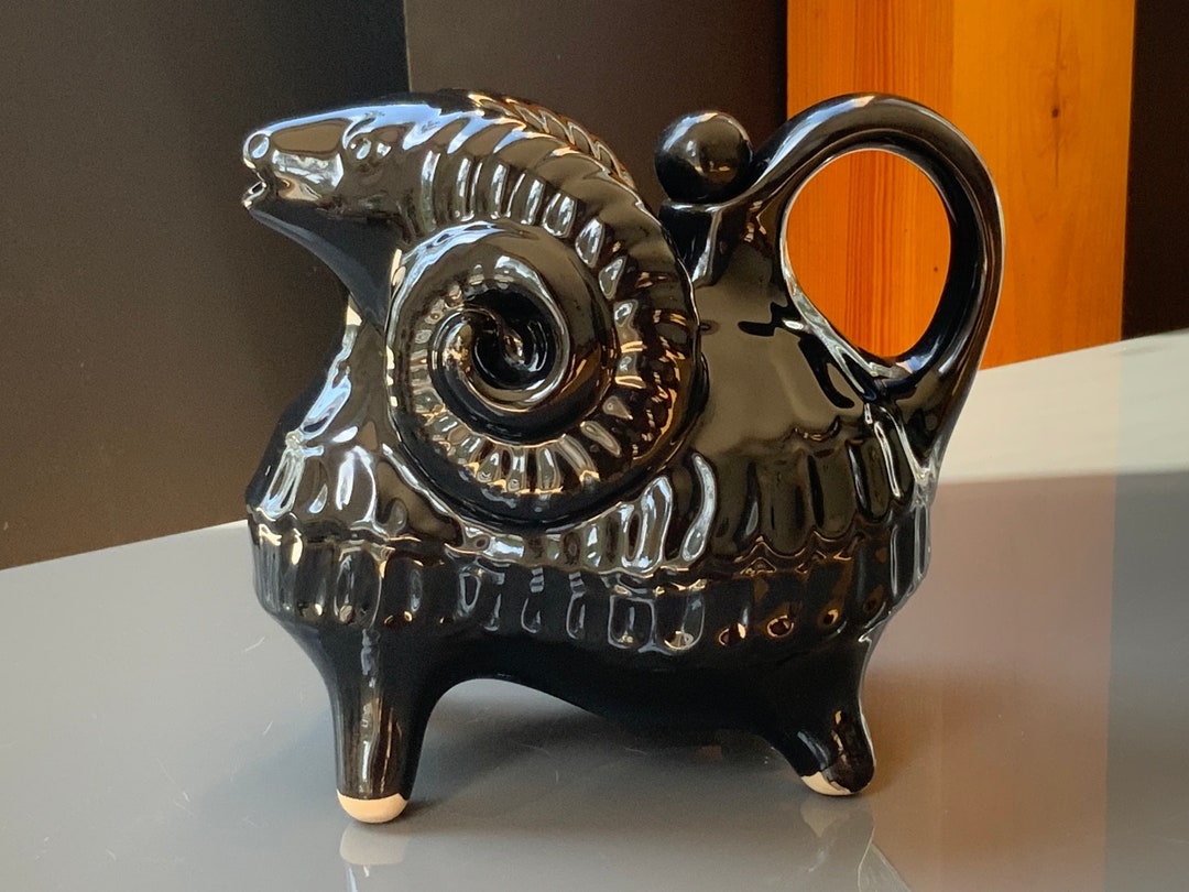 Decanter, Ram Figurine, Ceramic Sculpture Mid Century Pottery Animal ...