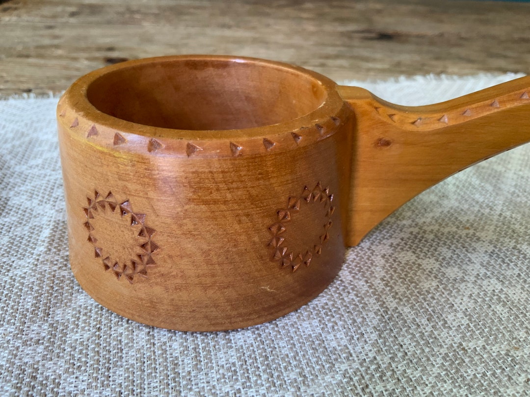 Hand Carved Wood Scoop Small Wooden Cup Hand Carved Cup Folk Art ...