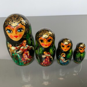Matryoshka Nesting Dolls 4x Pcs, Fairytale Hand Painted Stacking Wooden ...