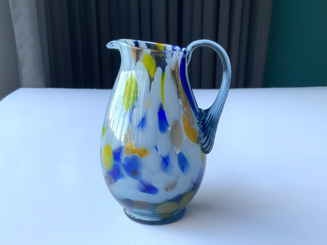 Color Glass Pitcher Vintage Multicolor Swirl Glass Pitcher 500mll or ...